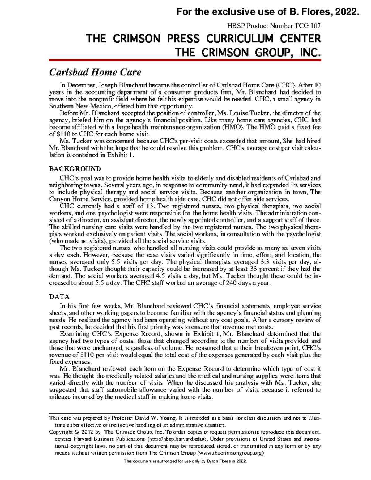 Case - 1010101001 - Carlsbad Home Care In December, Joseph Blanchard ...