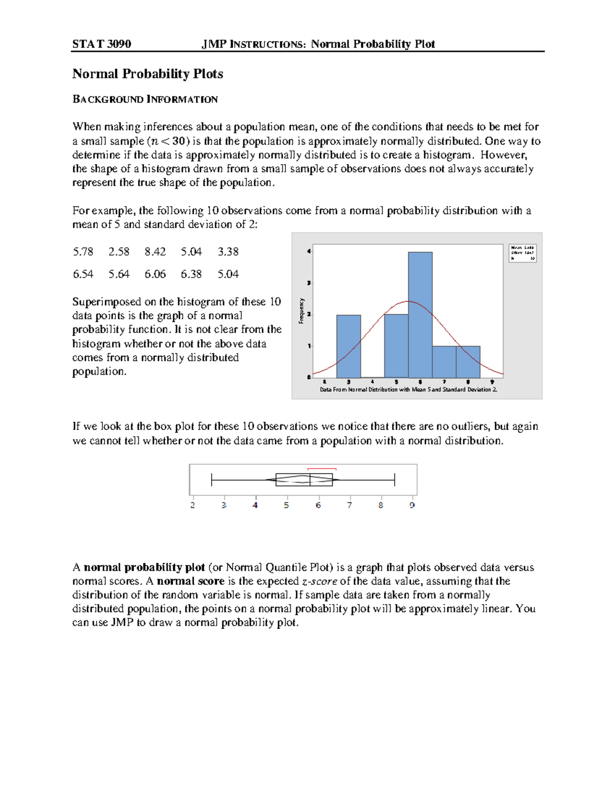 JMP Normal Probability Plot Instructions - STAT 3090 JMP INSTRUCTIONS: Normal Probability Plot ...