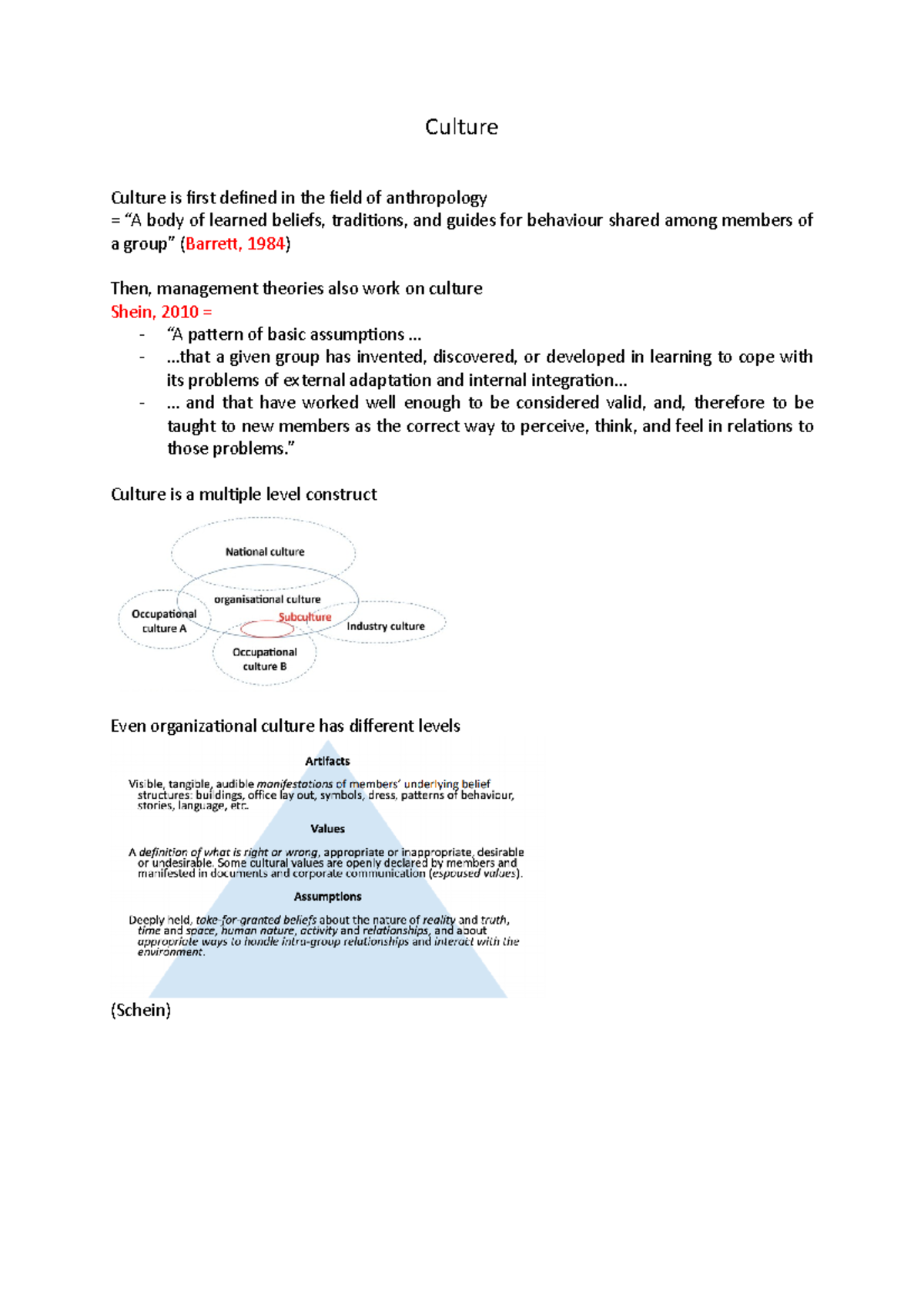 Culture - Lecture notes 2 - Culture Culture is first defined in the ...