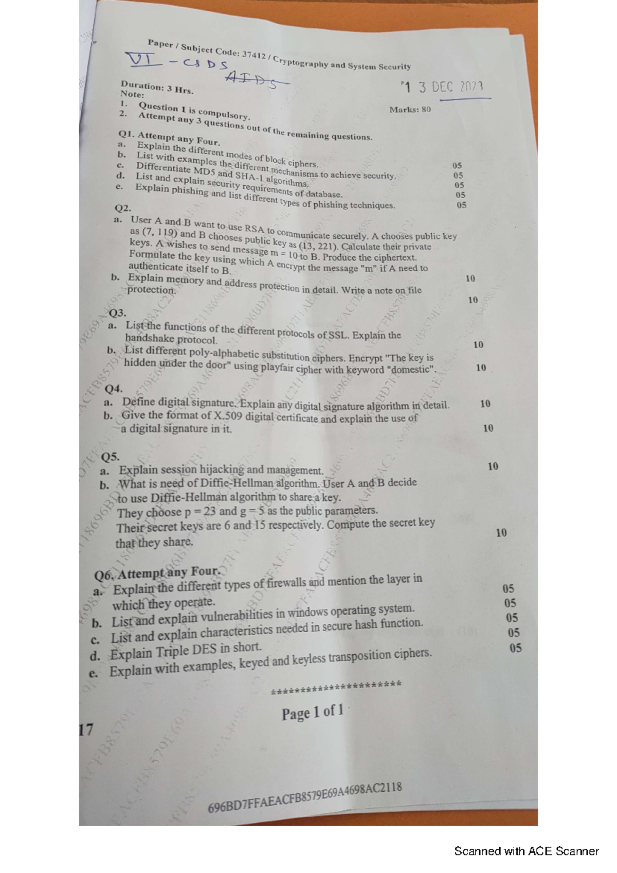 CSS sem 6 University papers - Cryptography & System Security - Scanned with ACE Scanner - Studocu