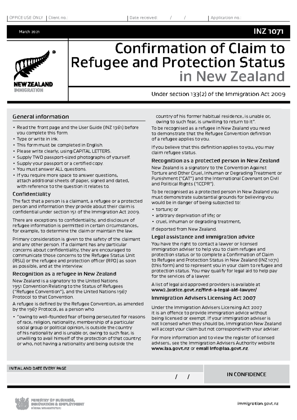 1. confirmation of claim form - OFFICE USE ONLY Client no.: Date ...