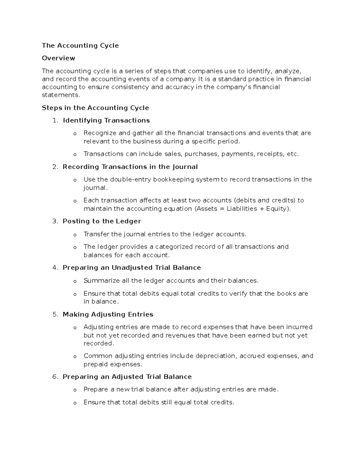 The Accounting Cycle - not much - The Accounting Cycle Overview The ...