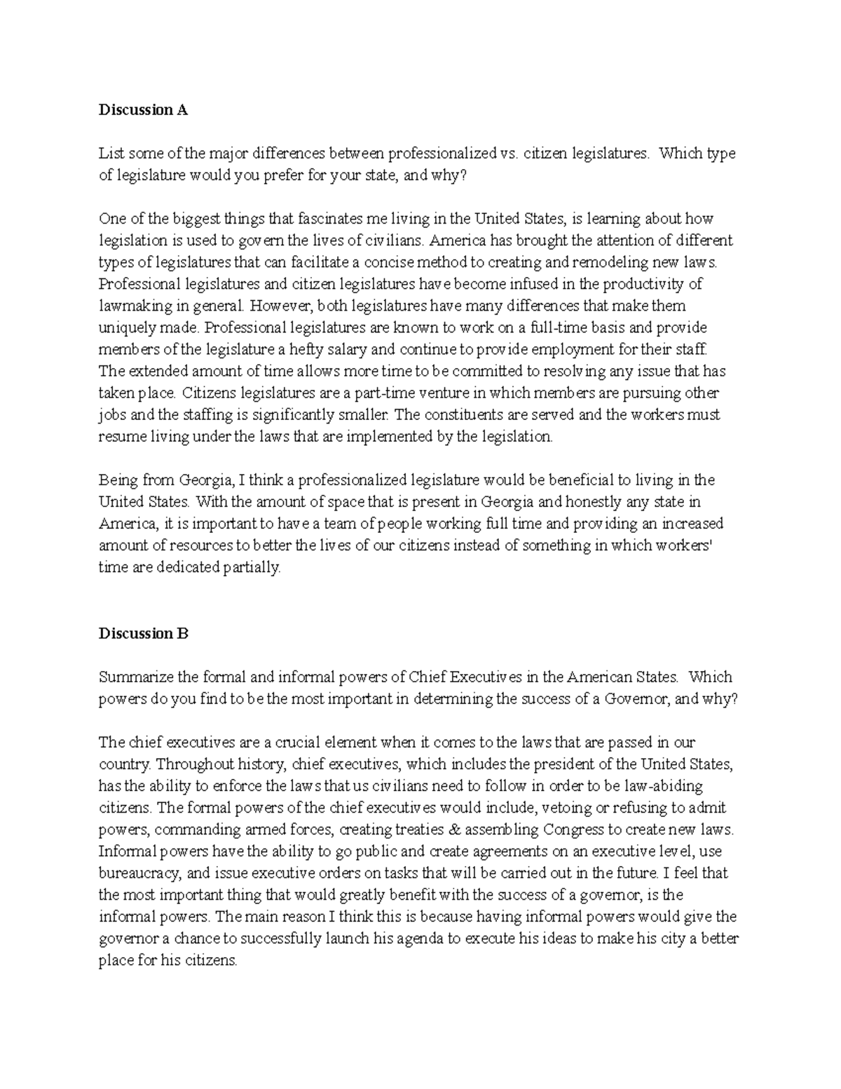 Content Module 2 Discussions - Discussion A List some of the major ...
