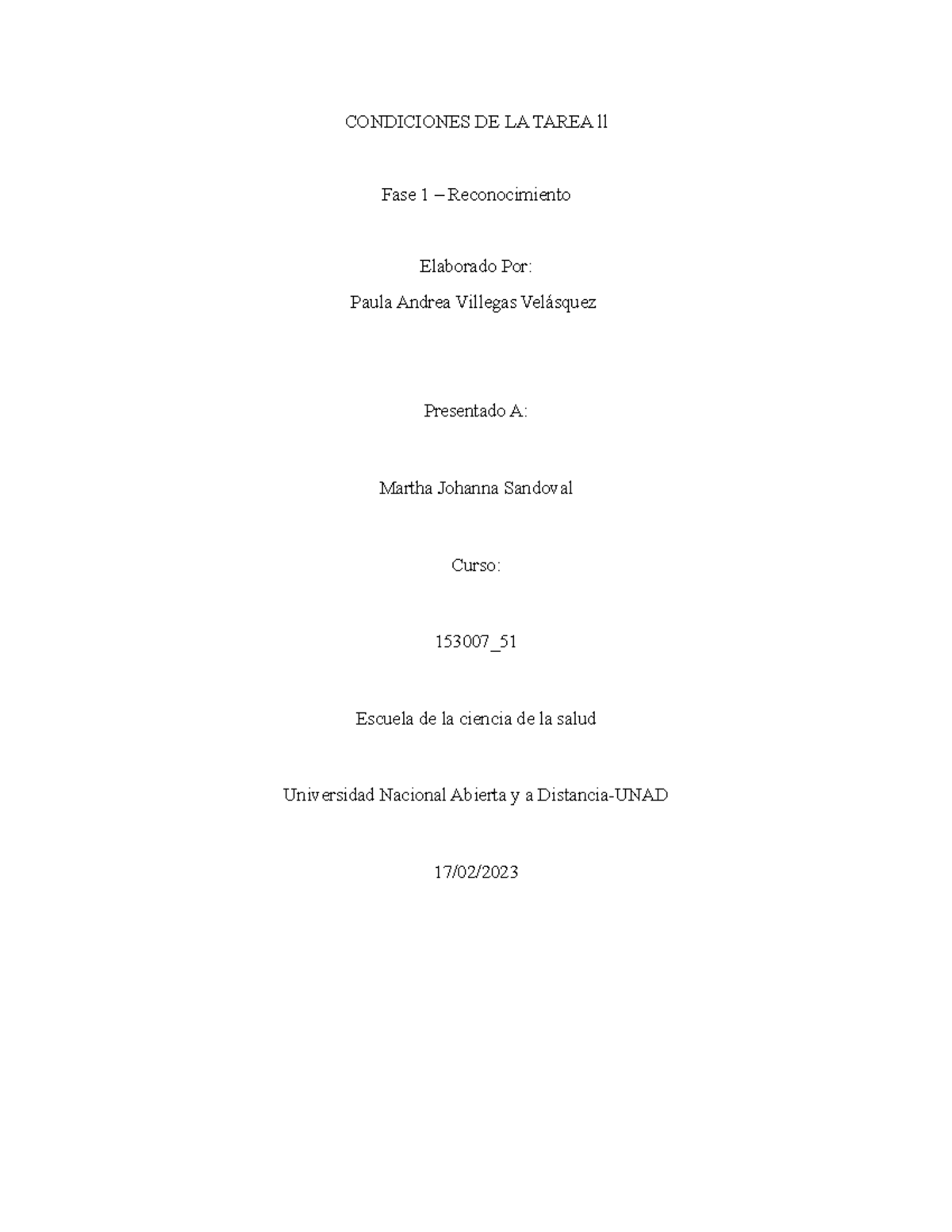 1er trabajo de condiciones de la tarea 2 - CONDICIONES DE LA TAREA ll Fase 1 – Reconocimiento ...