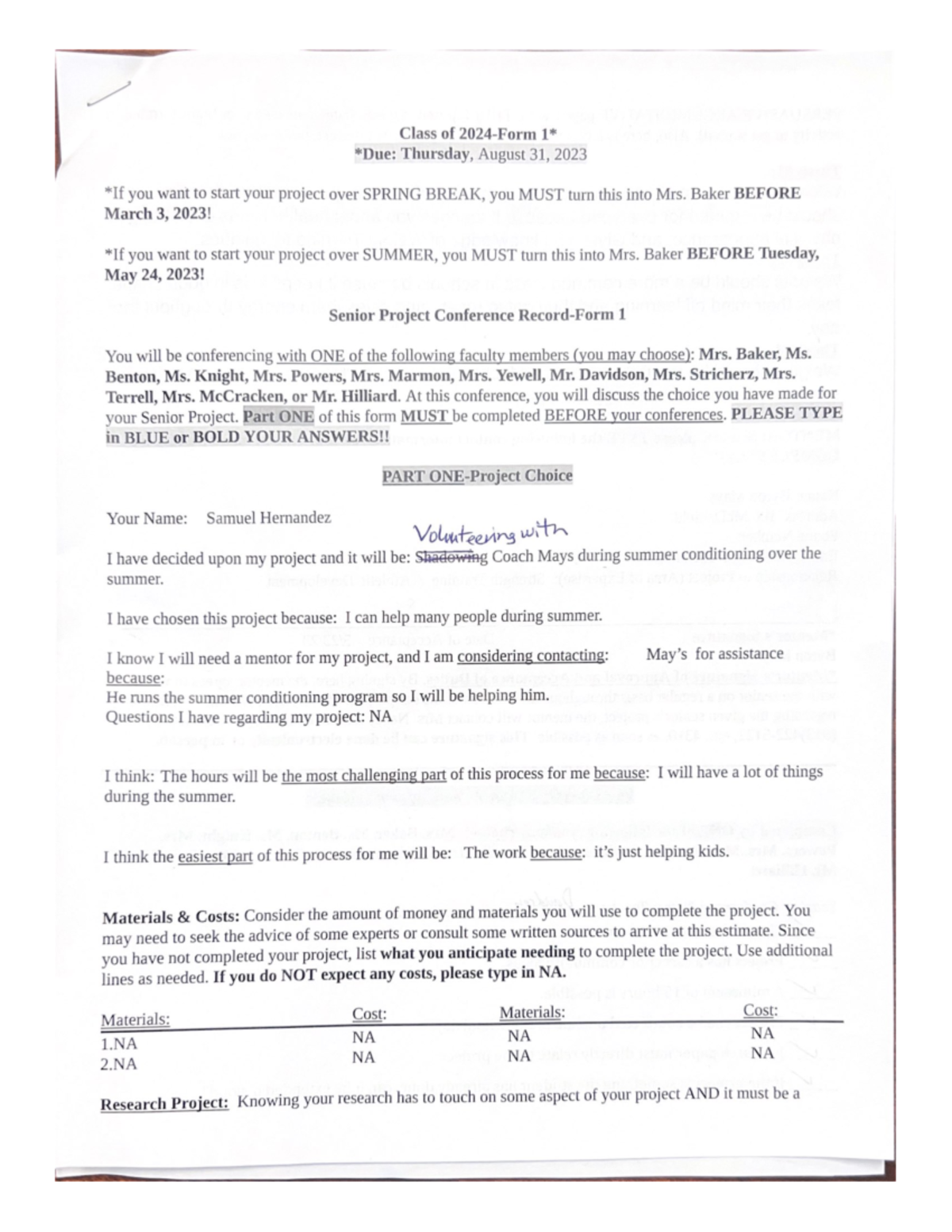 Class of 2024-Form 1 - jnd - Studocu