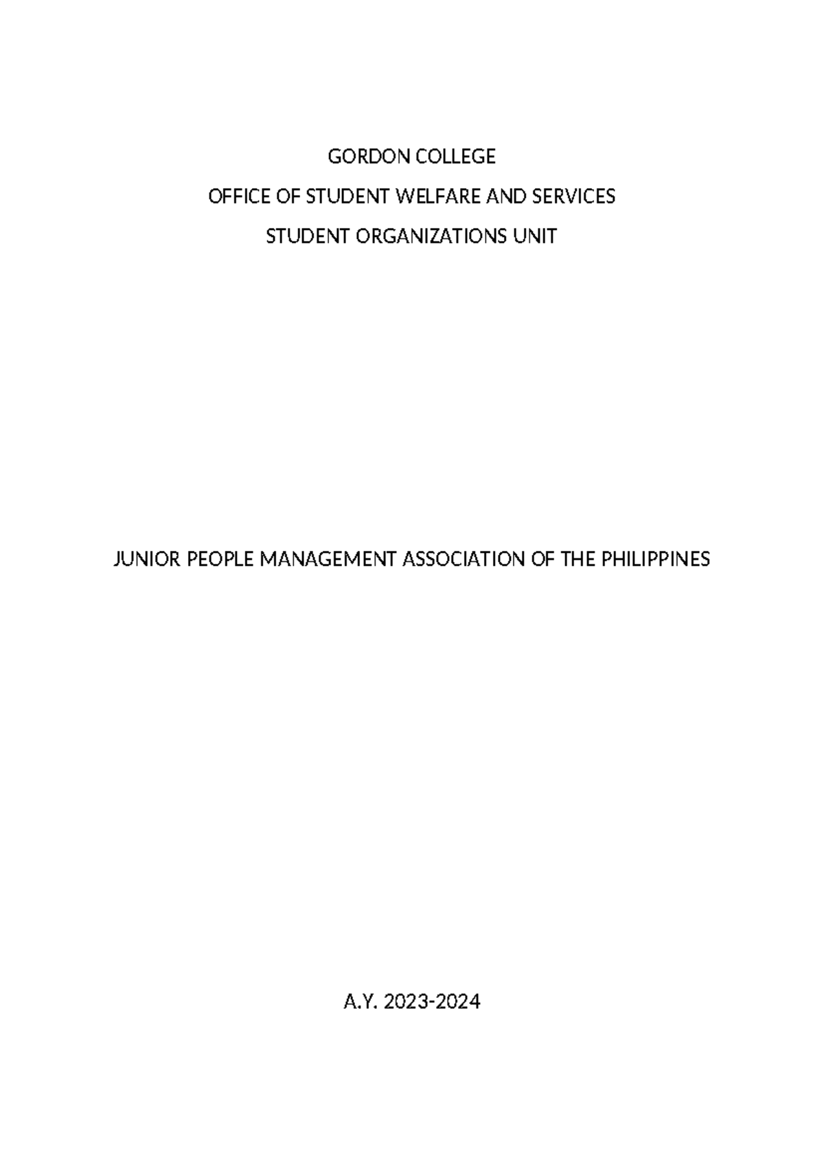 Bookbind Cover PAGE , Table OF Contents , Spine - GORDON COLLEGE OFFICE ...