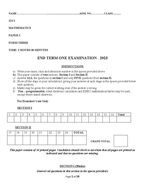 Mathematics Booklet 2021 2022 Mock - ####### CEKENAS END OF TERM TWO EVALUATION EXAM ...