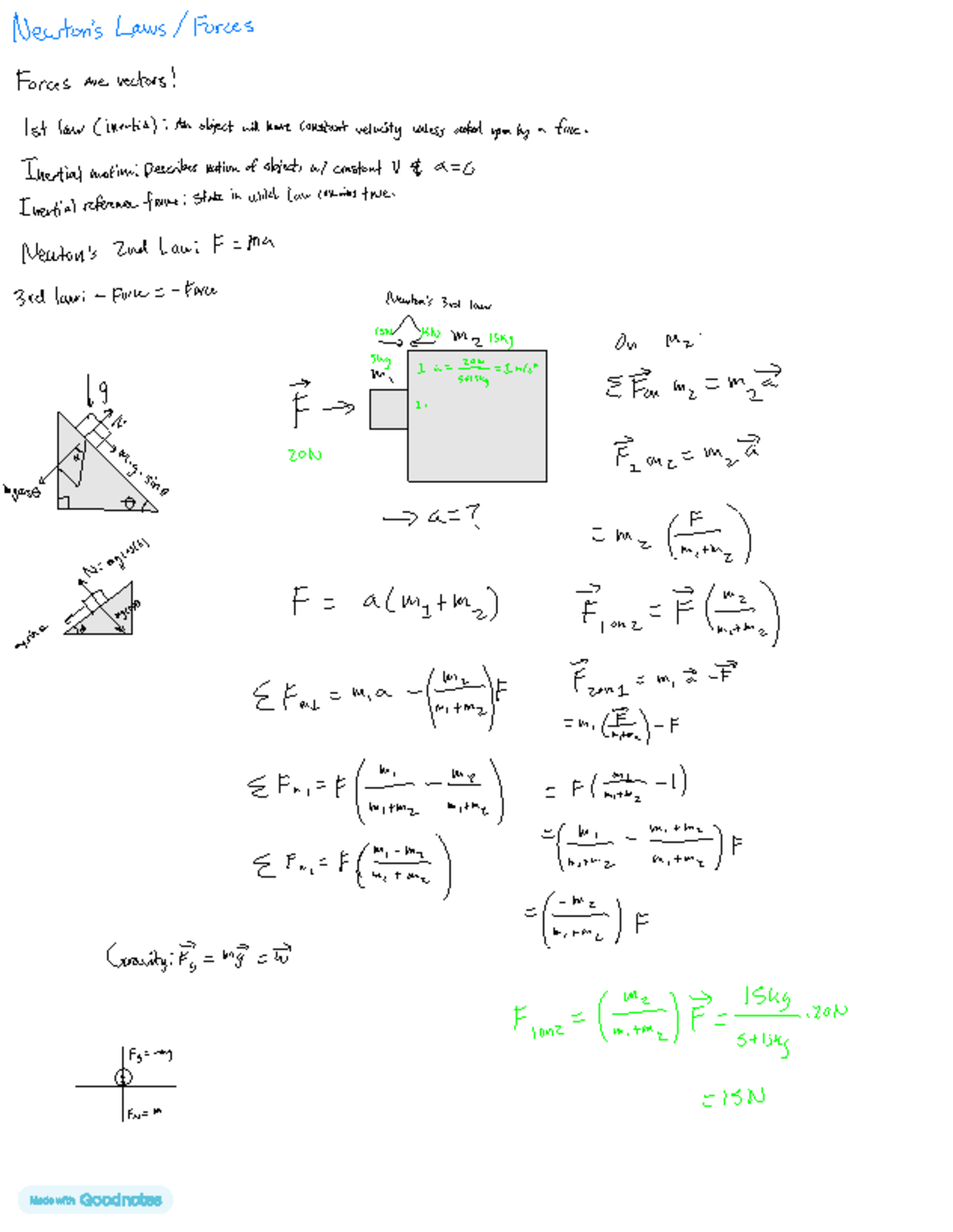 Physics 5a Notes - Netwon’s Laws/Forces - Newton's Laws / Forces ...