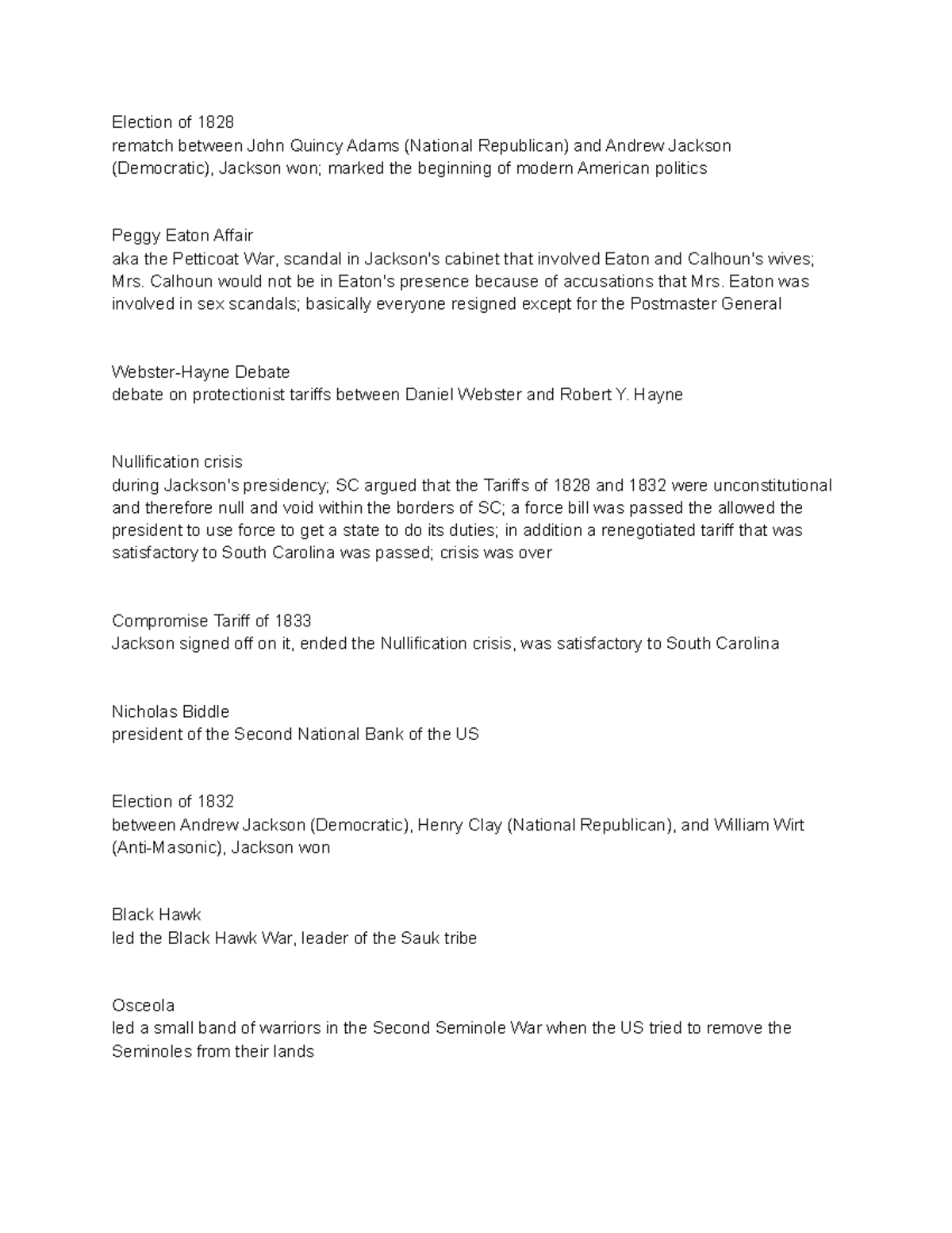 Peggy Eaton Affair, Webster-Hayne Debate, Nullification crisis ...