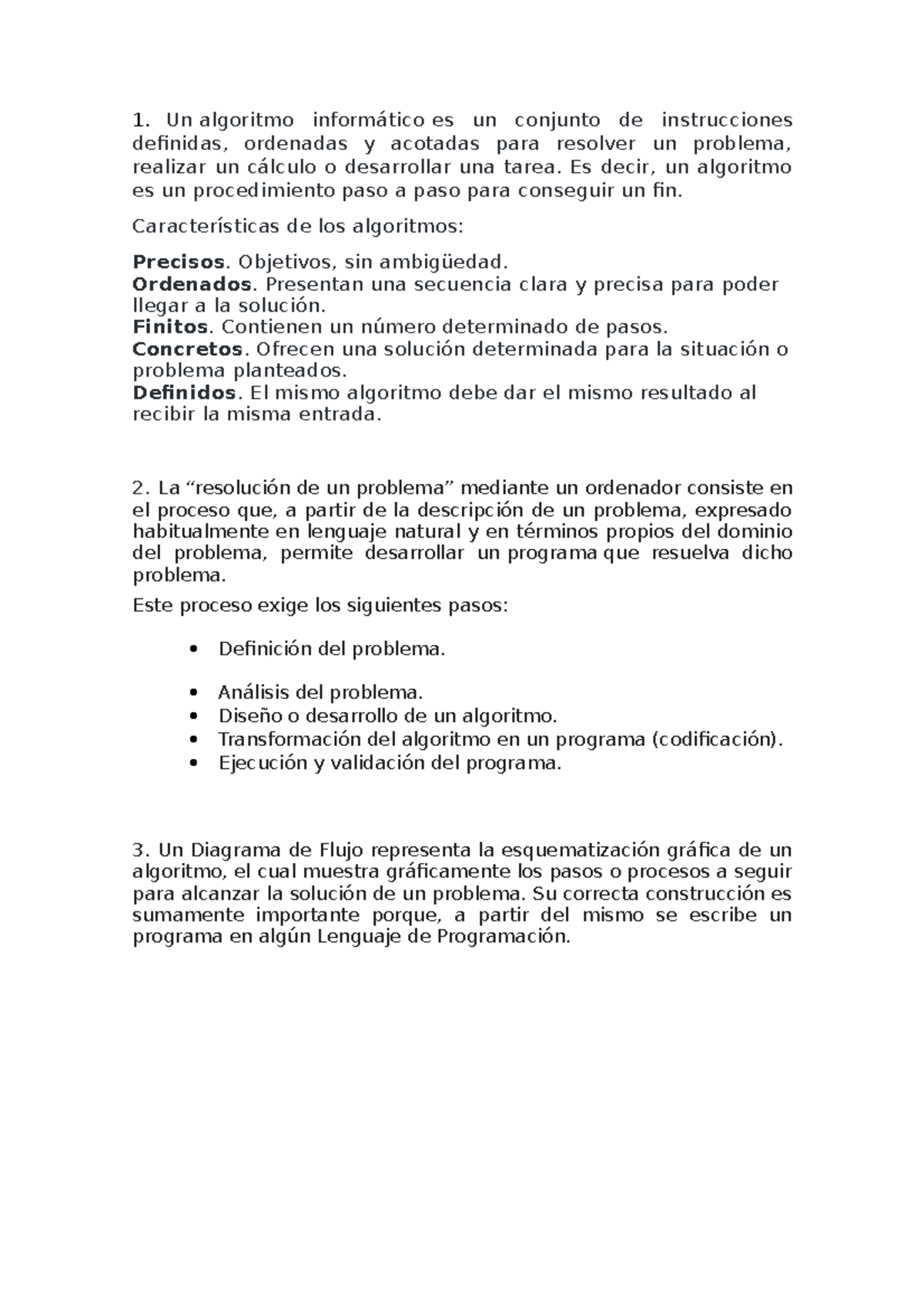 1 a 3 - Aquí - Un algoritmo informático es un conjunto de instrucciones ...