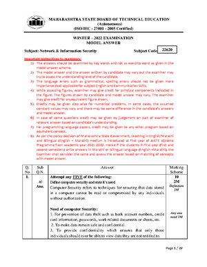 22620-NIS model answer 2022 - (Autonomous) (ISO/IEC - 27001 - 2005 Certified) SUMMER – 2022 ...