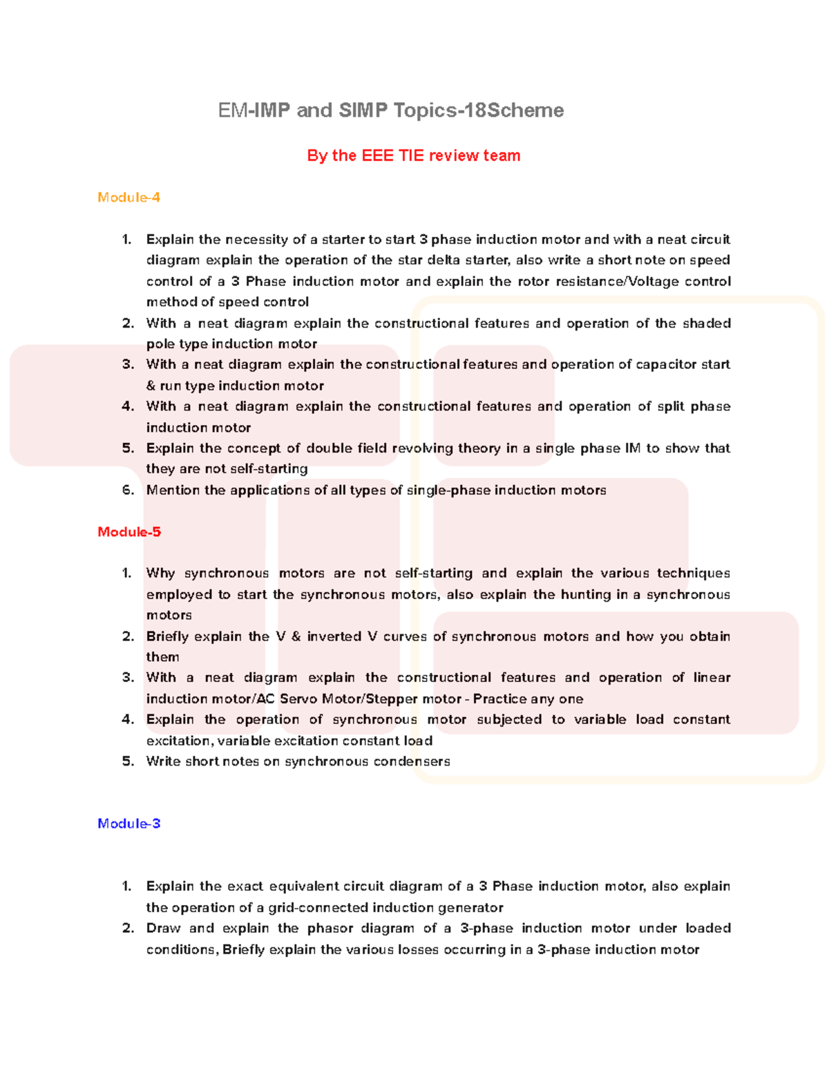 Copy of EM Super important tie (1)pdf - EM-IMP and SIMP Topics-18Scheme By the EEE TIE review ...