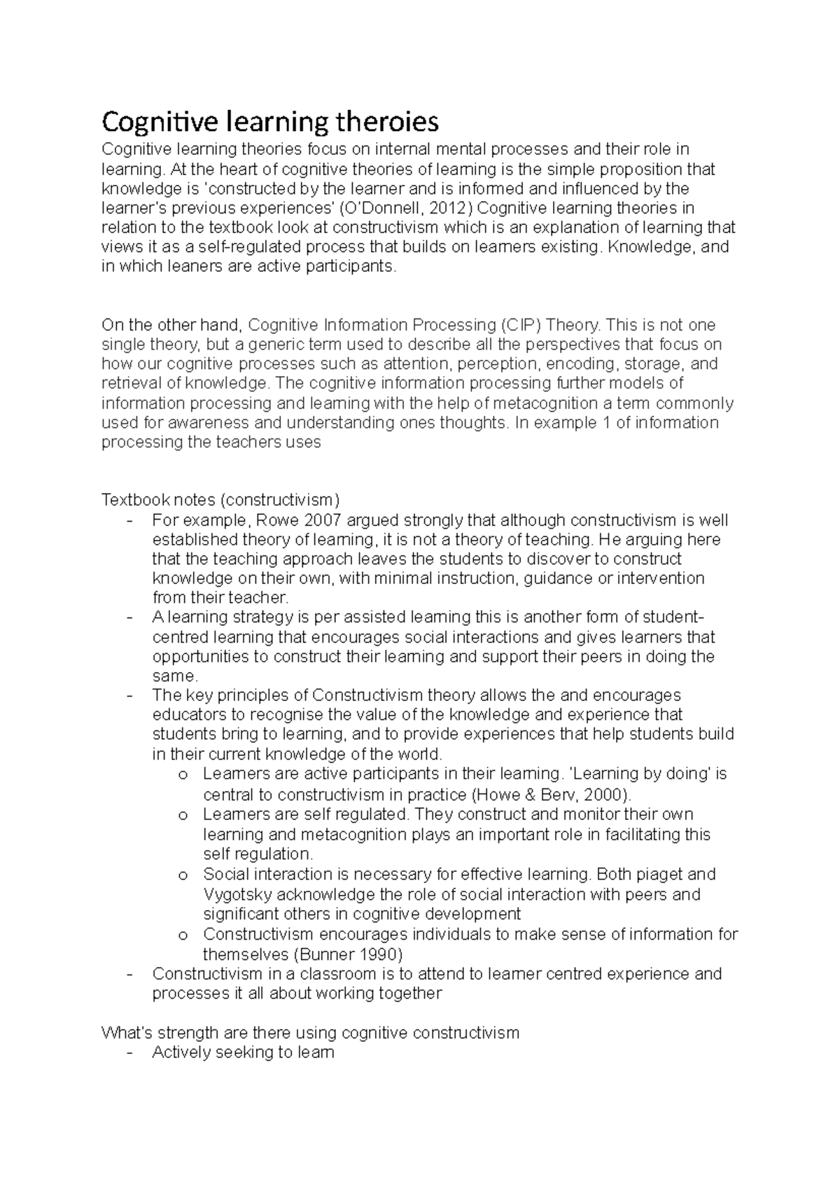 Cognitive learning theroies - Cogniive learning theroies Cognitive ...