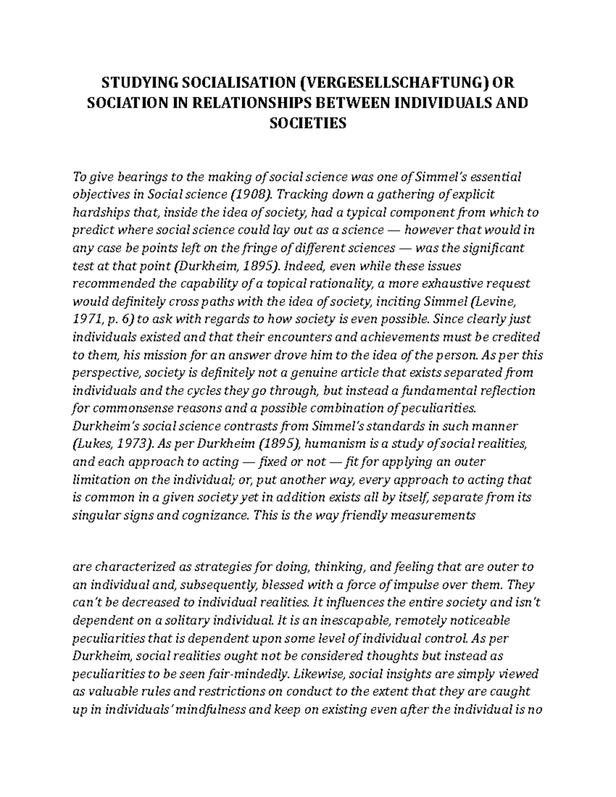 Studying socialisation (Vergesellschaftung) or sociation in ...