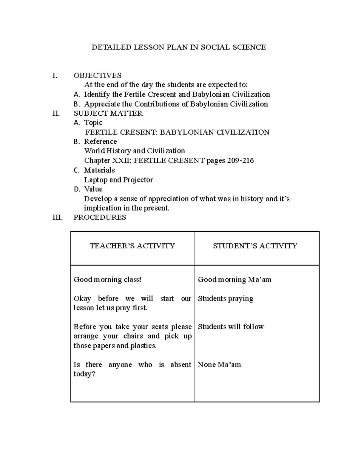 Detailed lesson plan in social sciencedocx - DETAILED LESSON PLAN IN ...