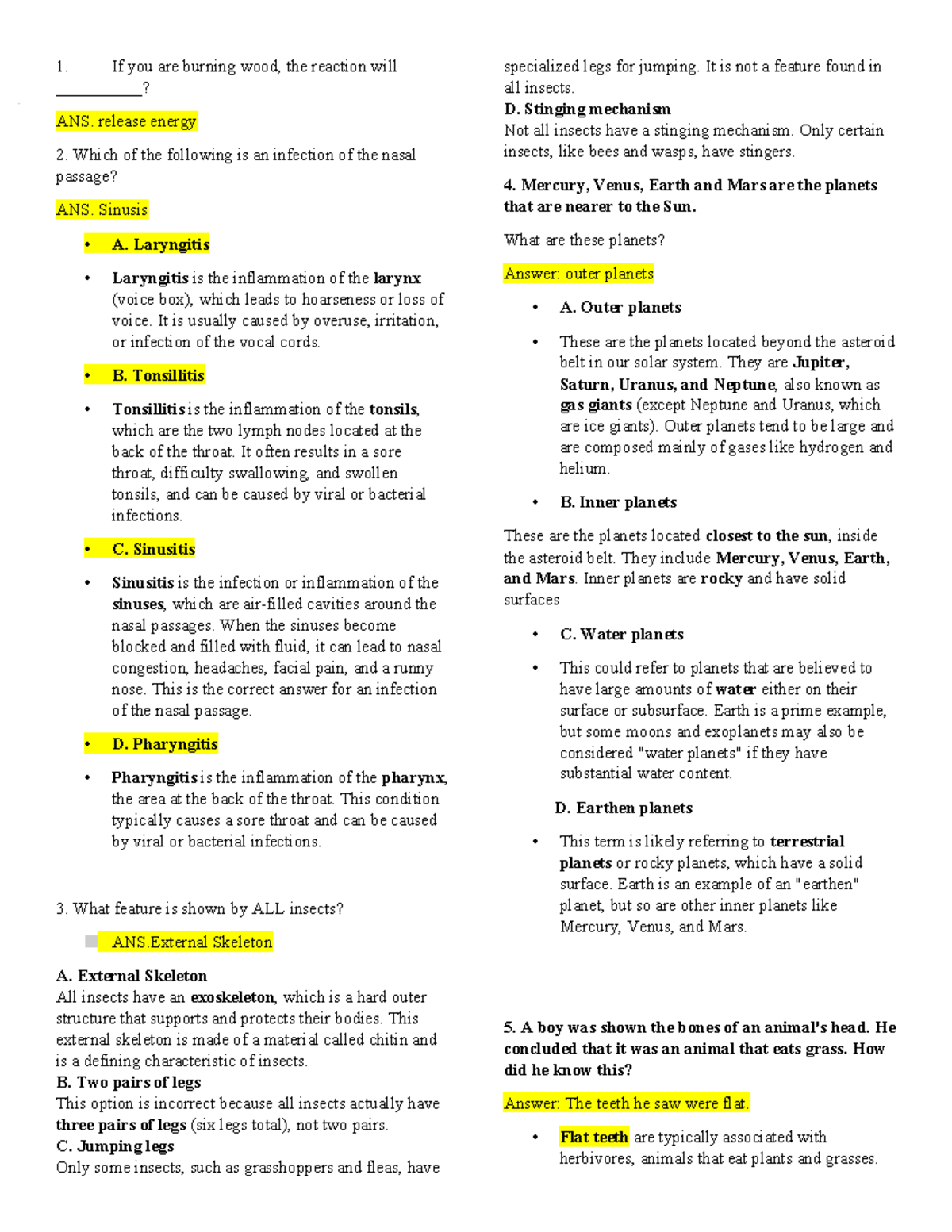 Asmepps Reviewer Print - If you are burning wood, the reaction will ...