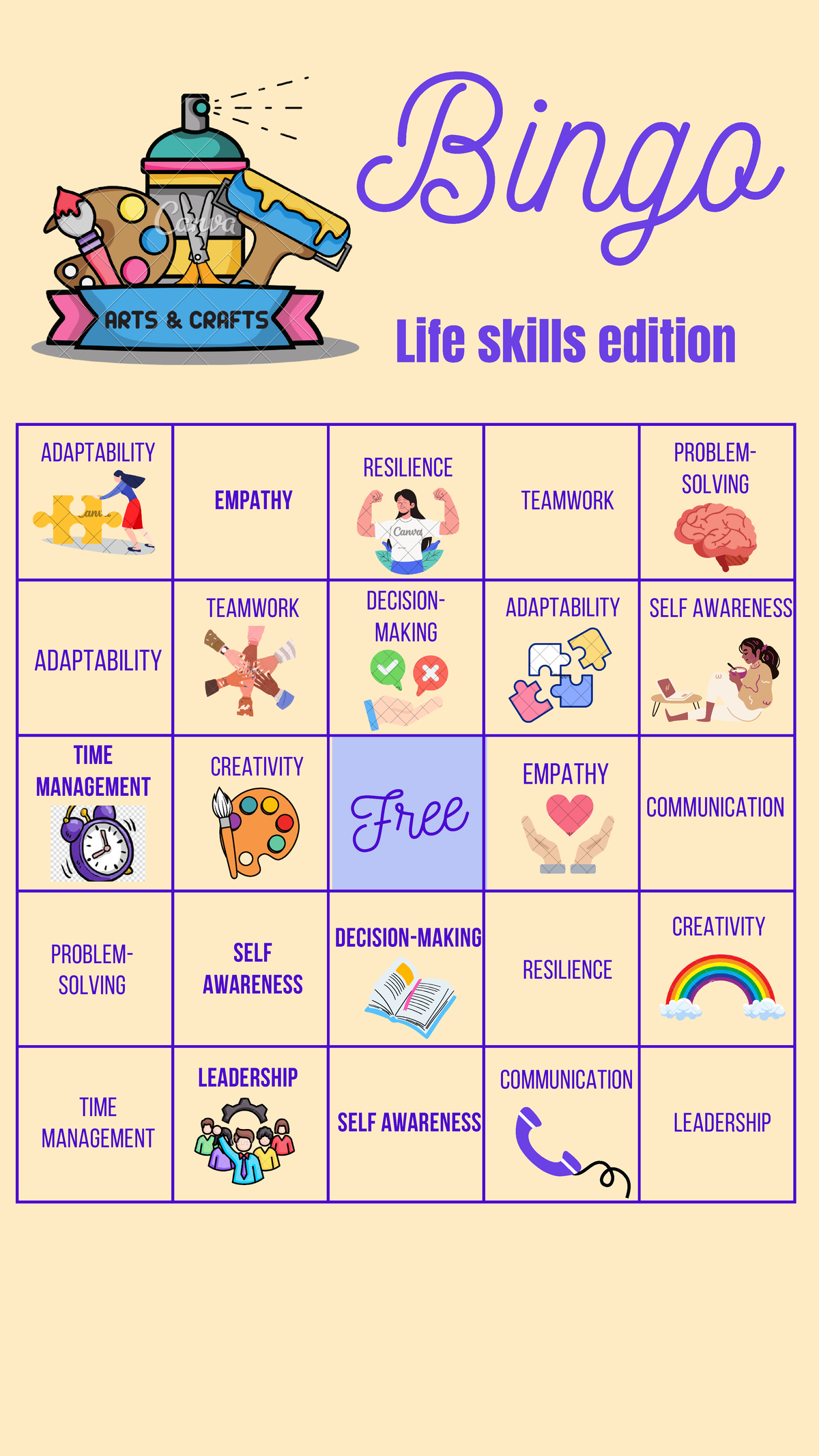 Bingo Life Skills edition - Time Management Life skills edition Time ...