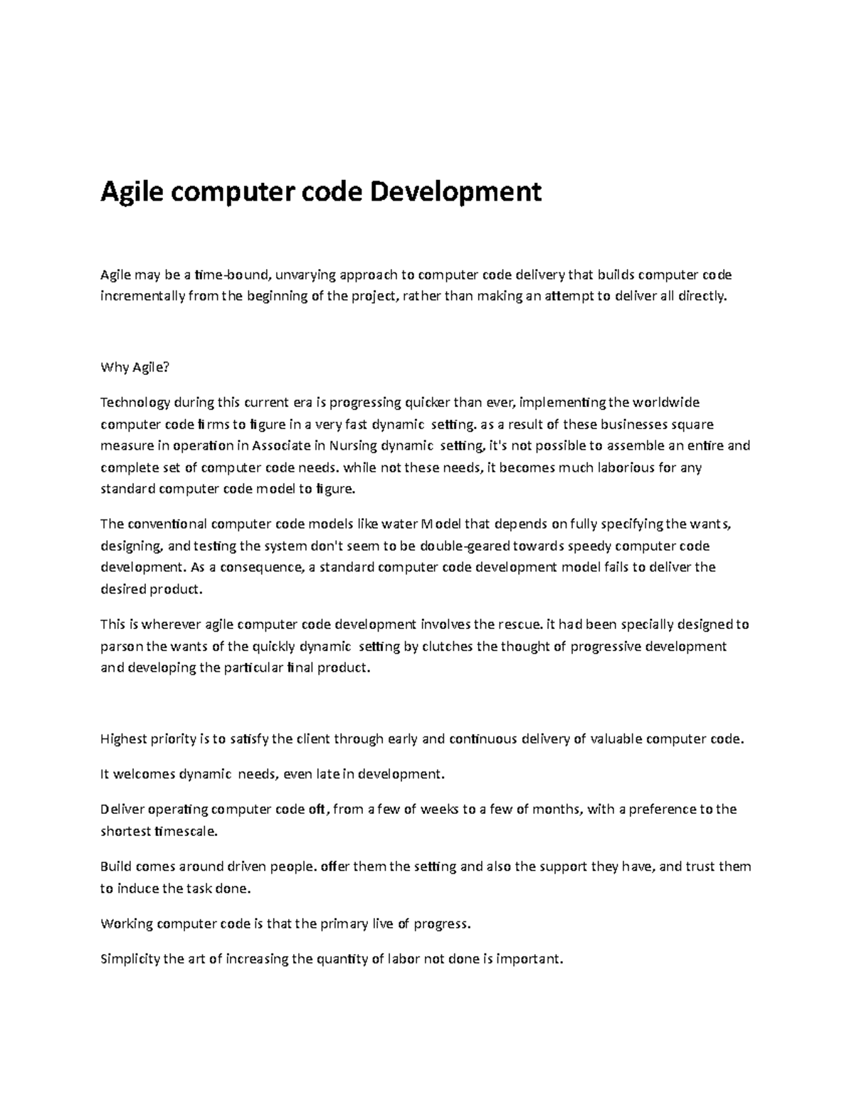 Agile computer code Development - Software Engineering - Studocu