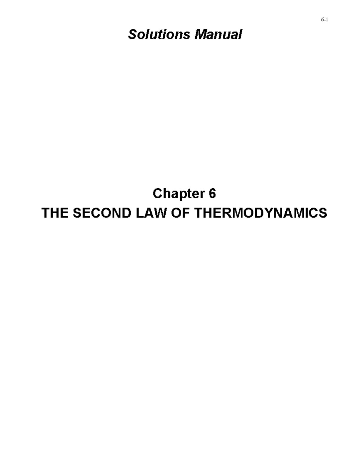 Chap06 THE Second LAW OF Thermodynamics - Solutions Manual Chapter 6 ...