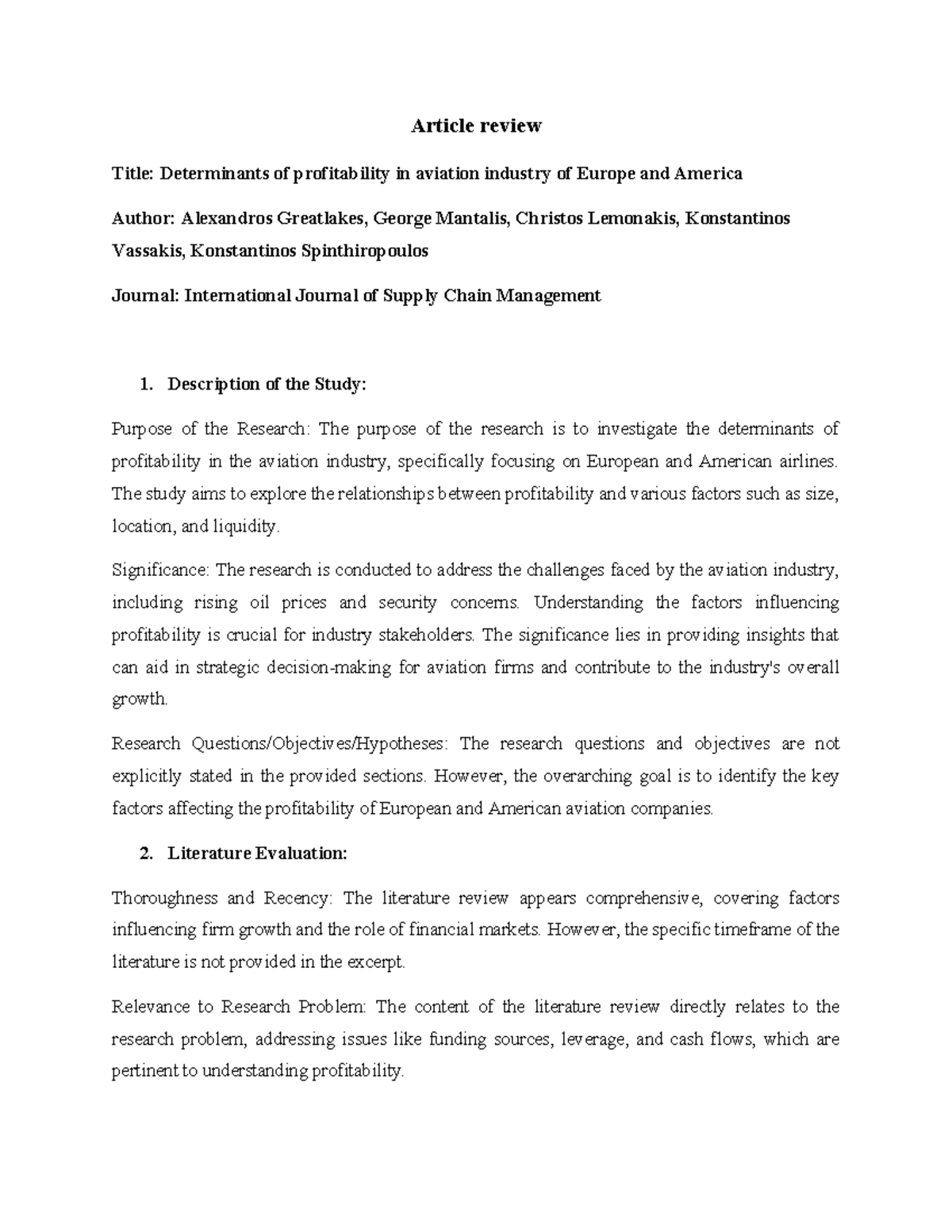 Article review - note of computer lecture - Article review Title ...