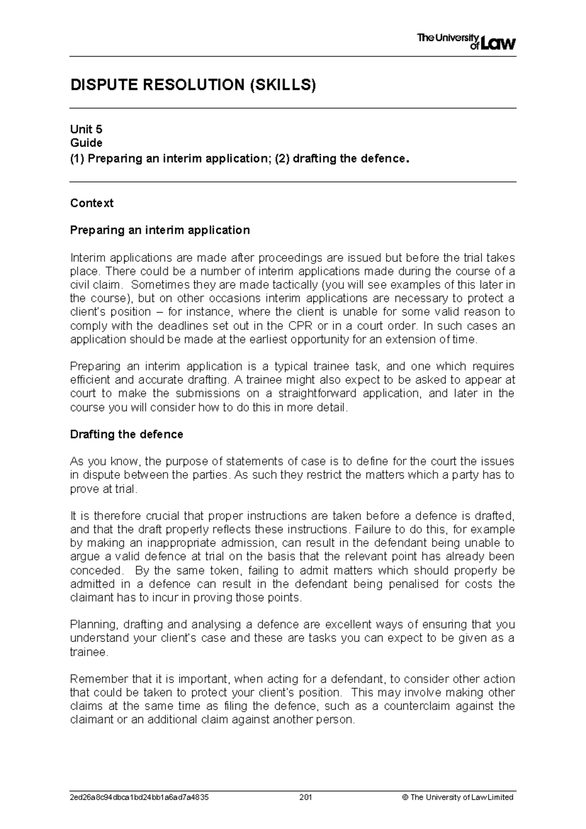 BLANK 2324 dis ws05 ce01 guide - DISPUTE RESOLUTION (SKILLS) Unit 5 ...