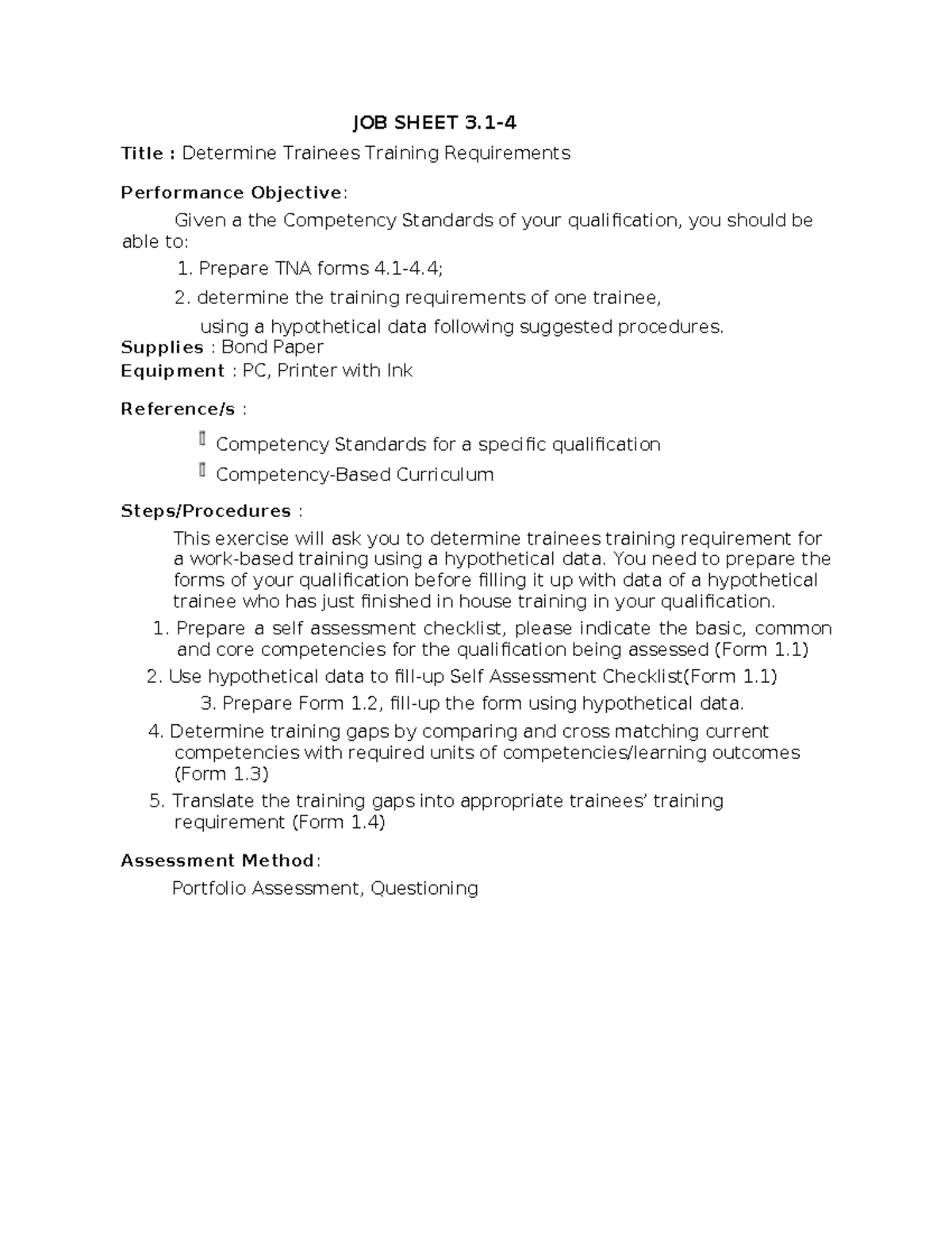 JOB Sheet 3.1.-4 TTRdocx - JOB SHEET 3- Title : Determine Trainees ...