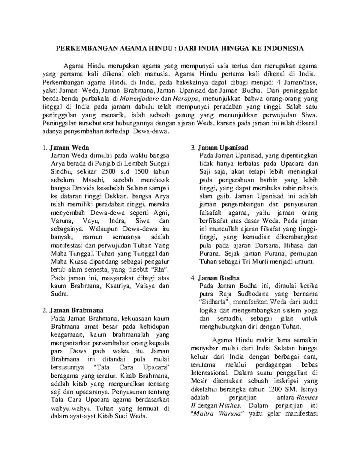 Perkembangan agama hindu dari India ke Indonesia - PERKEMBANGAN AGAMA ...
