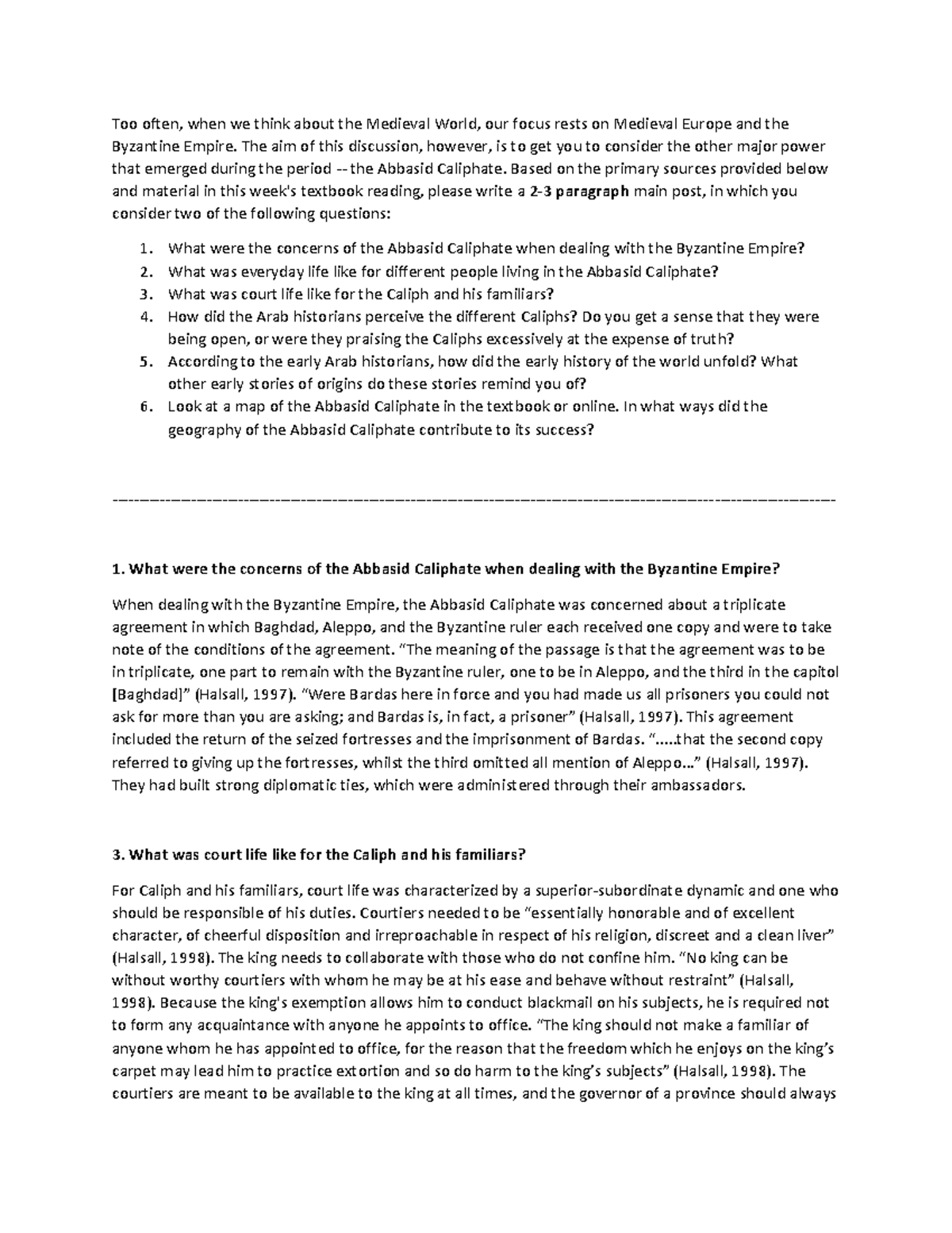 Unit 6 Discussion: Baghdad and the Golden Age of the Abbasid Caliphate ...