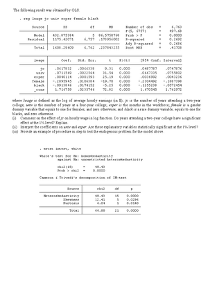 Tutorial Chapter 8 - Chapter 8 Using the data in GPA3, the following equation was estimated for ...