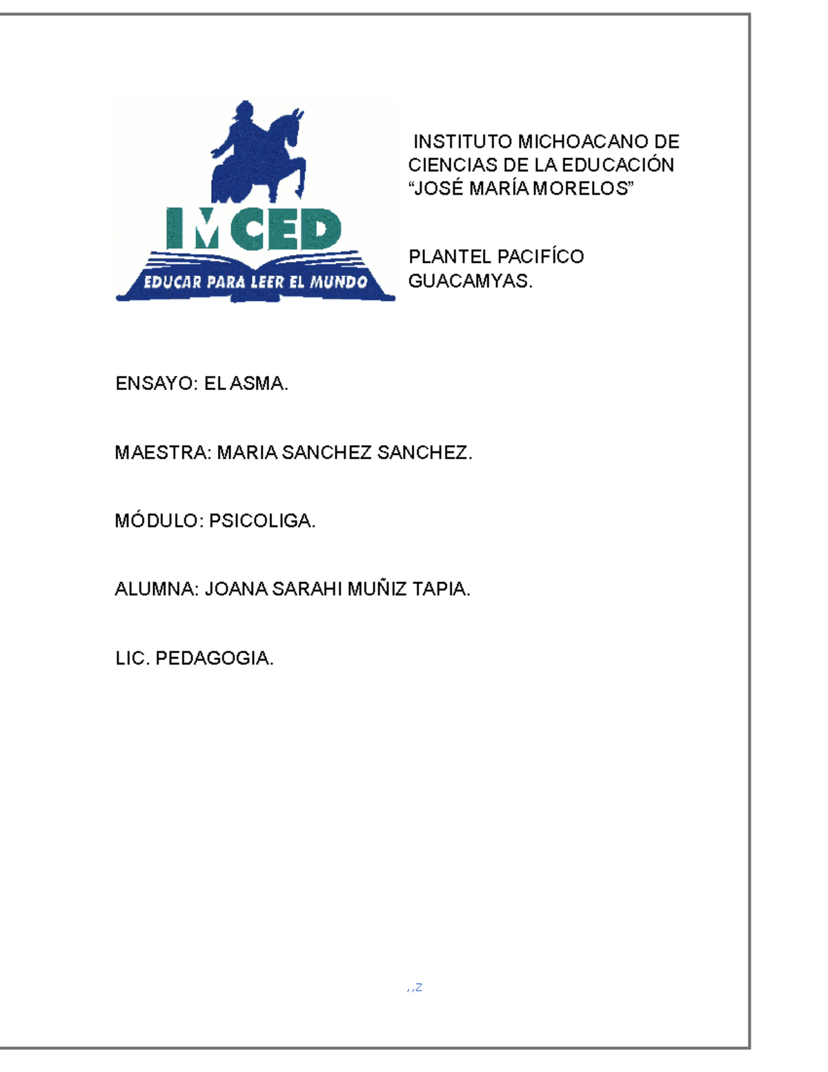 Instituto Michoacano DE Ciencias DE LA Educación - INSTITUTO MICHOACANO ...