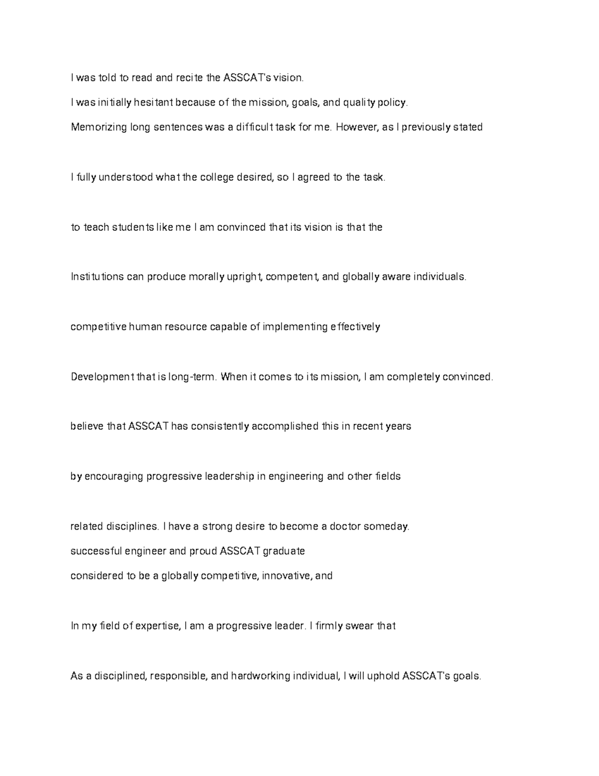 I was instructe-WPS Office - I was told to read and recite the ASSCAT's ...