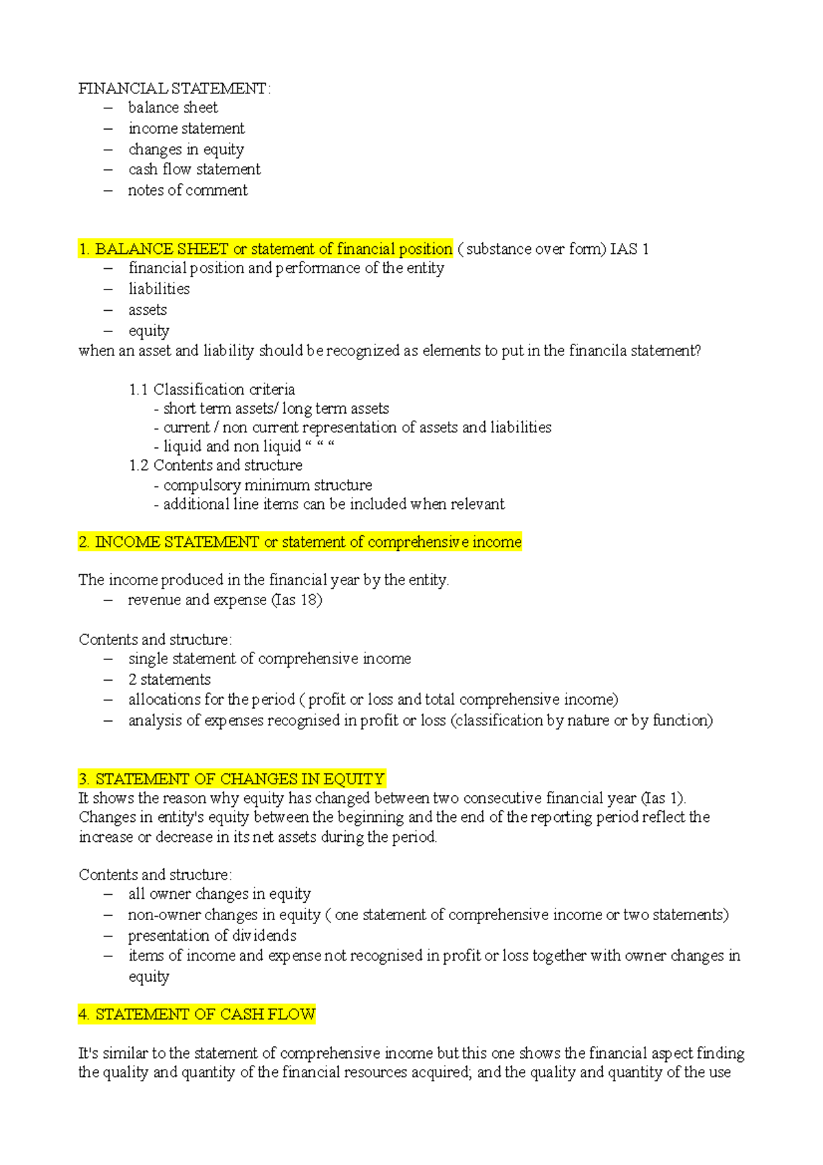 Financial Statement Contents AND Structure - FINANCIAL STATEMENT ...