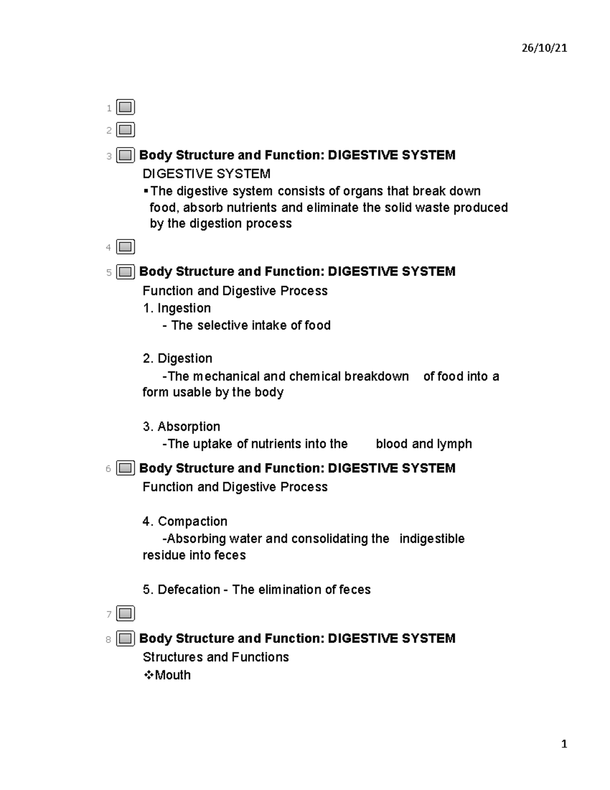 Mod1- Digestive System - 26/10/ Body Structure and Function: DIGESTIVE ...