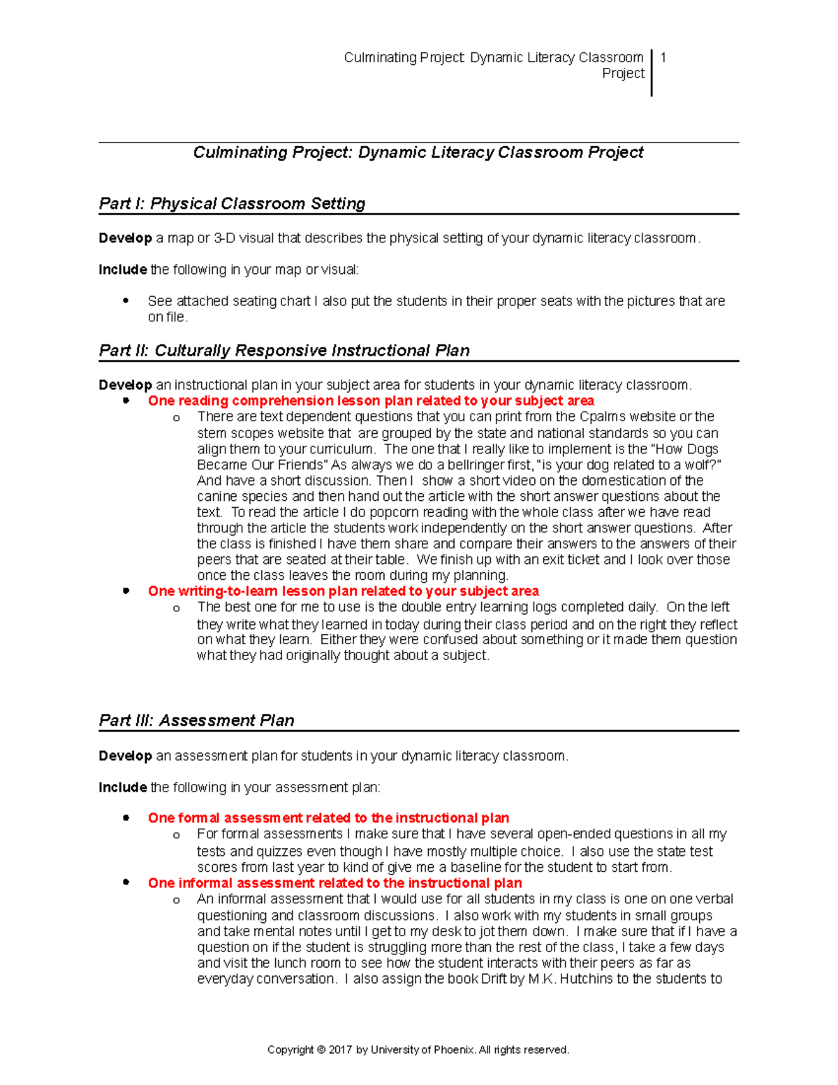 Rdng502 r1 culminating project dynamic literacy classroom project copy - Project Culminating ...