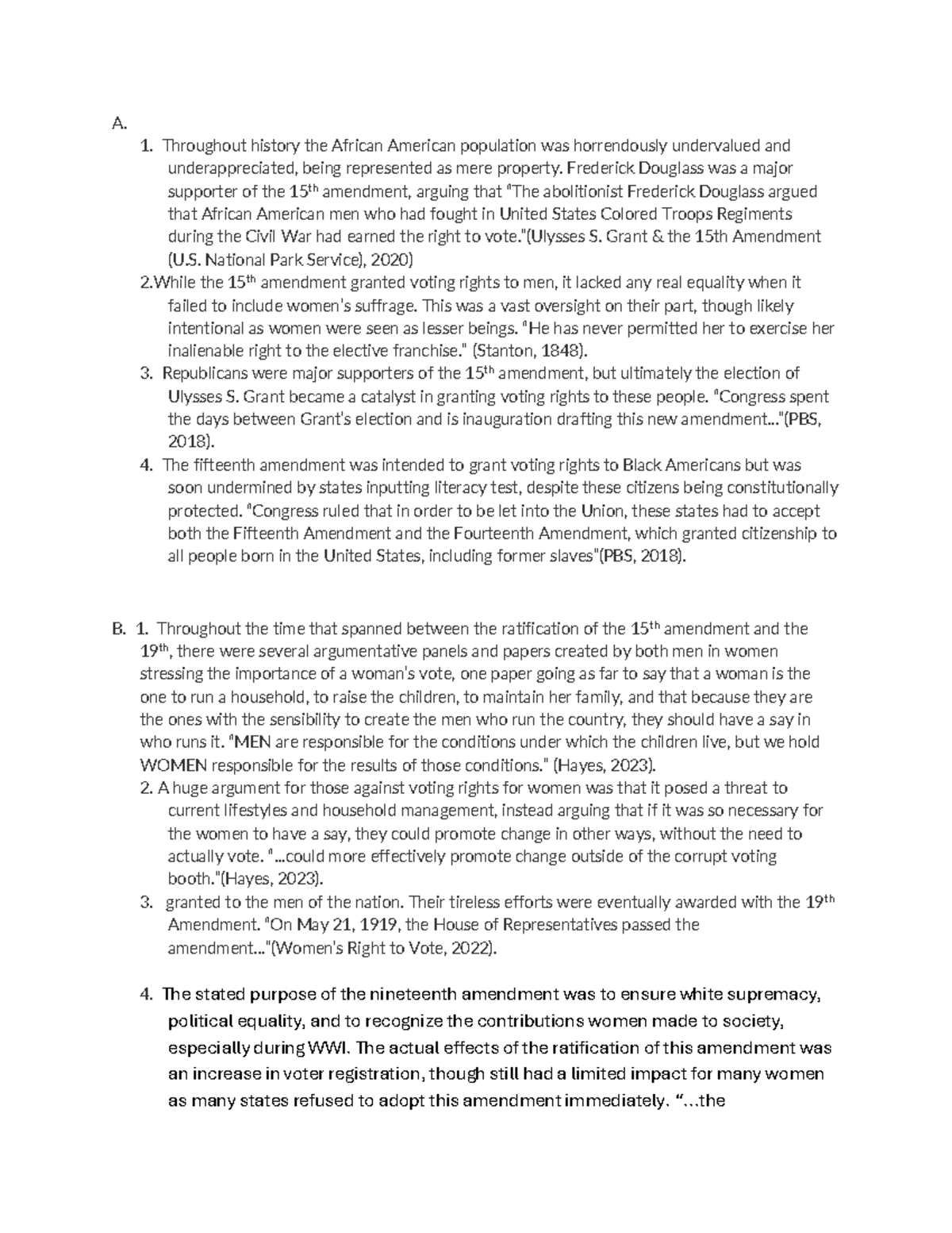 D267 Task 2 - Task 2 - A. 1. Throughout history the African American ...