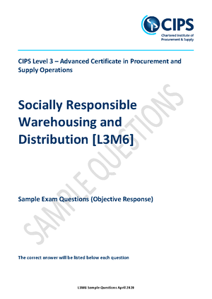Exam Practice - L2M534 - Question Paper - CIPS Level 2 – Certificate in Procurement and Supply ...