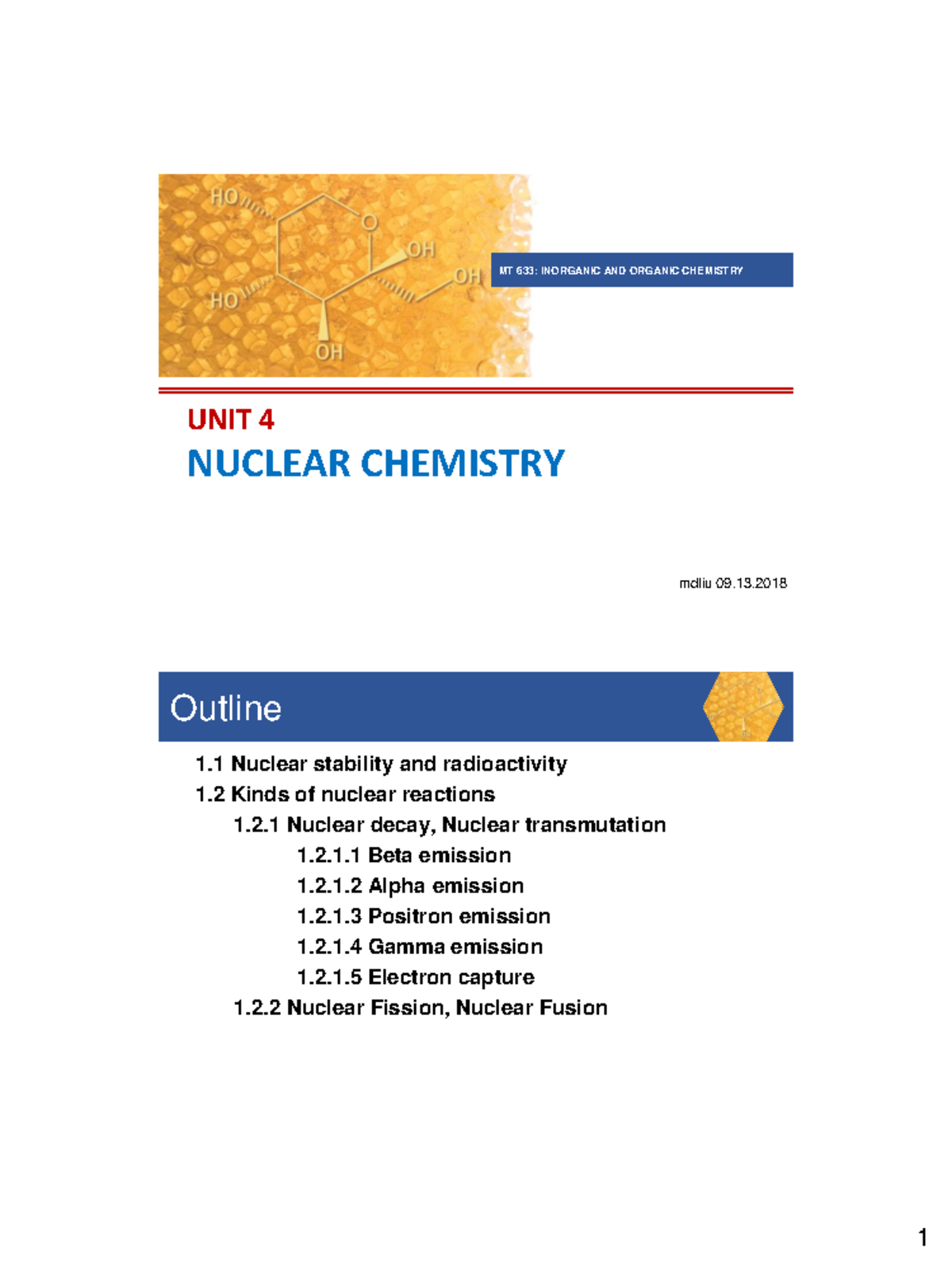 Unit 4 Nuclear Chemistry - MT 633: INORGANIC AND ORGANIC CHEMISTRY UNIT ...