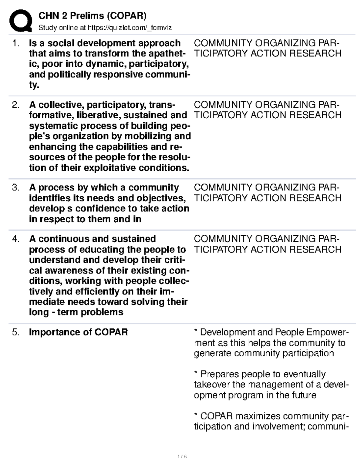Copar 2 Prelim - CHN - Study online at quizlet/_fomviz Is a social development approach that ...