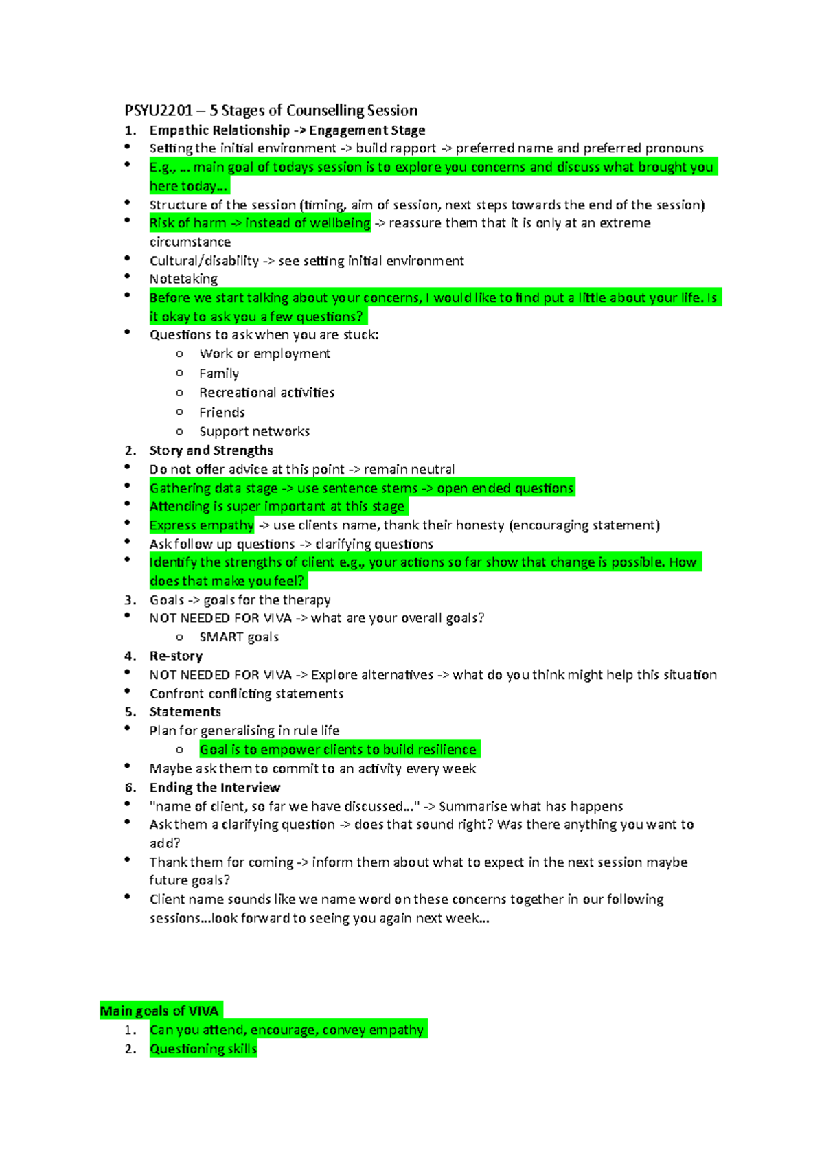 PSYU2201 5 stages - PSYU2201 – 5 Stages of Counselling Session Empathic ...