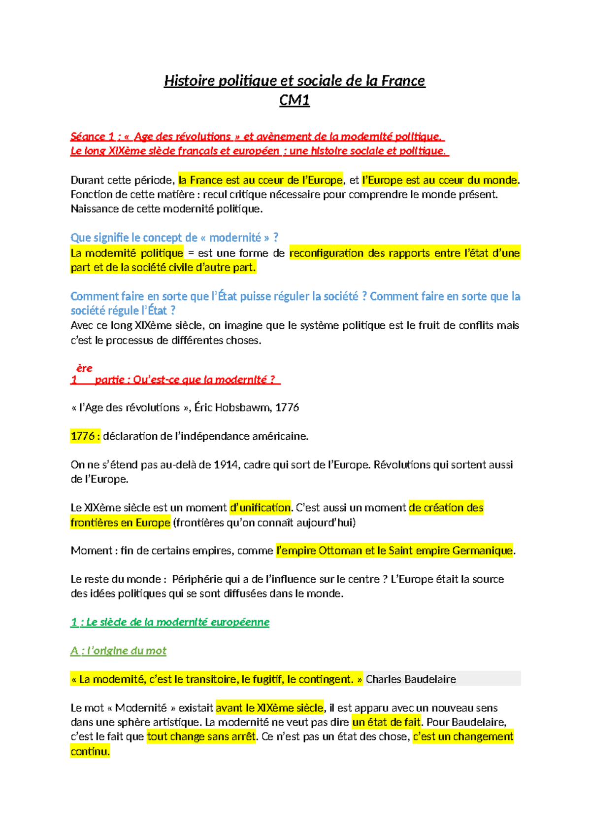 CM1 - histoire du droit - Histoire politique et sociale de la France CM ...