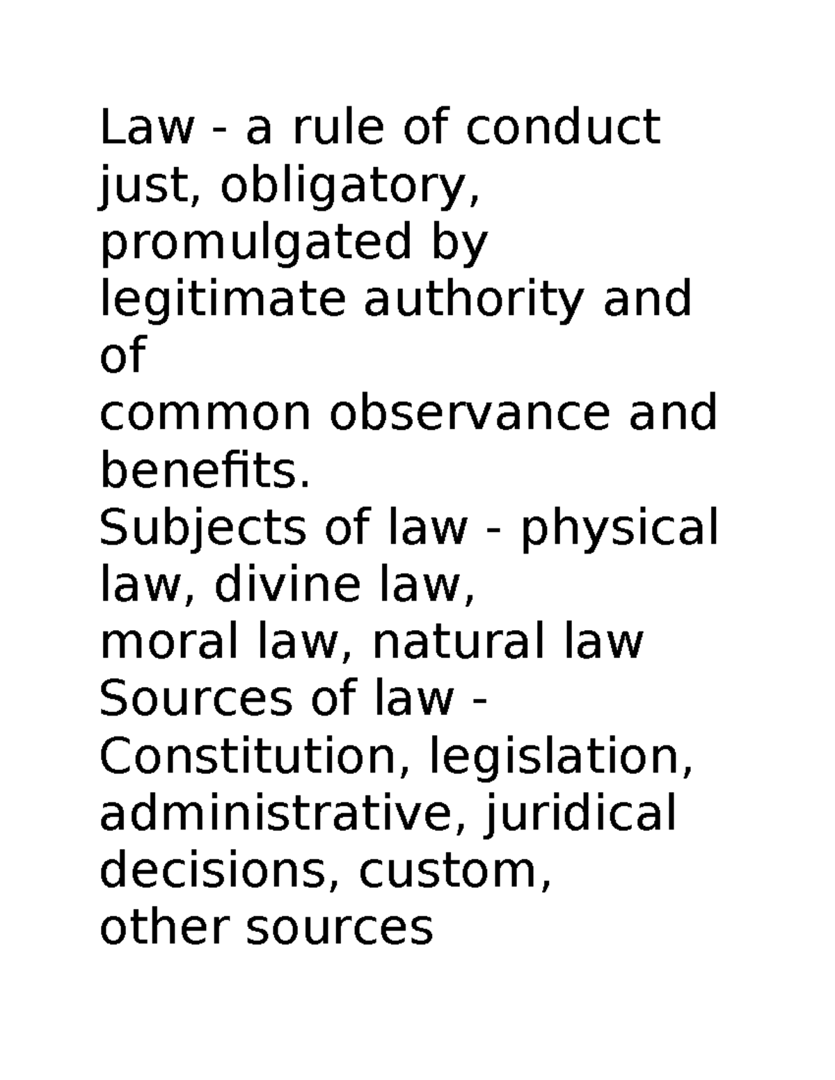 Law - Summary Marketing Management - Law - a rule of conduct just ...