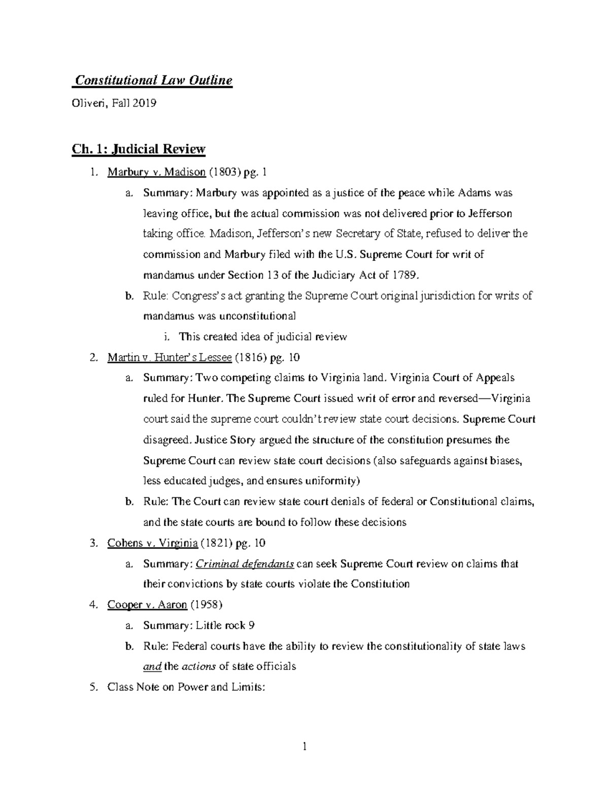 Constitutional Law Outline (Oliveri F19) - Constitutional Law Outline ...