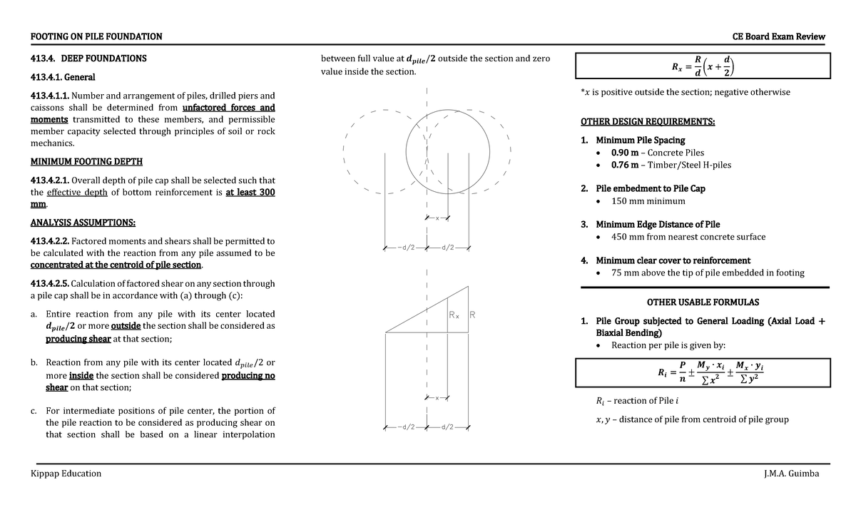 Kippap-Handout-SEC (42 RCD - Pile Footings) - FOOTING ON PILE ... Kippap-Handout-SEC (42 RCD - Pile Footings) - FOOTING ON PILE ...