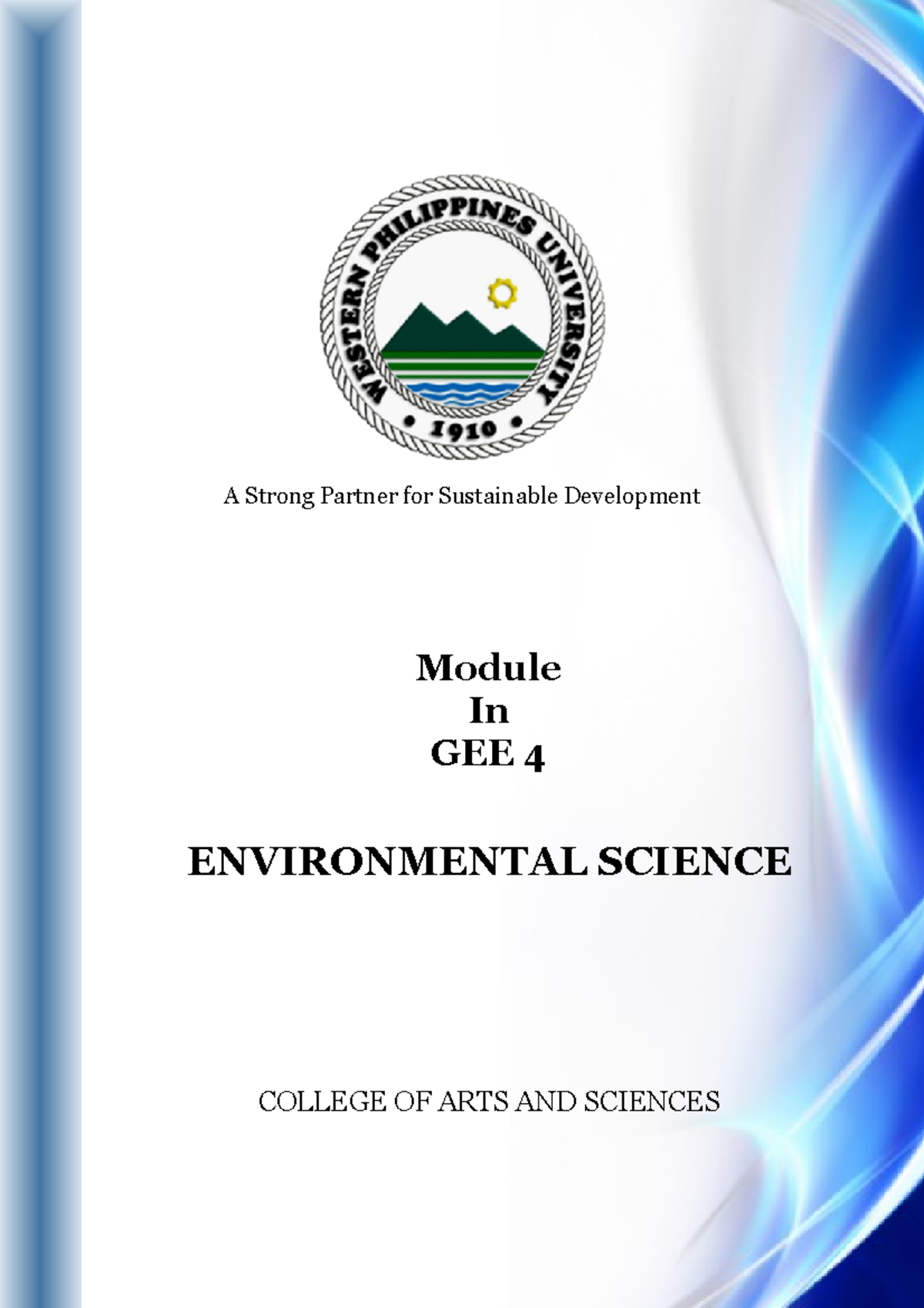 GEE 4 Module 1 intro - A Strong Partner for Sustainable Development ...