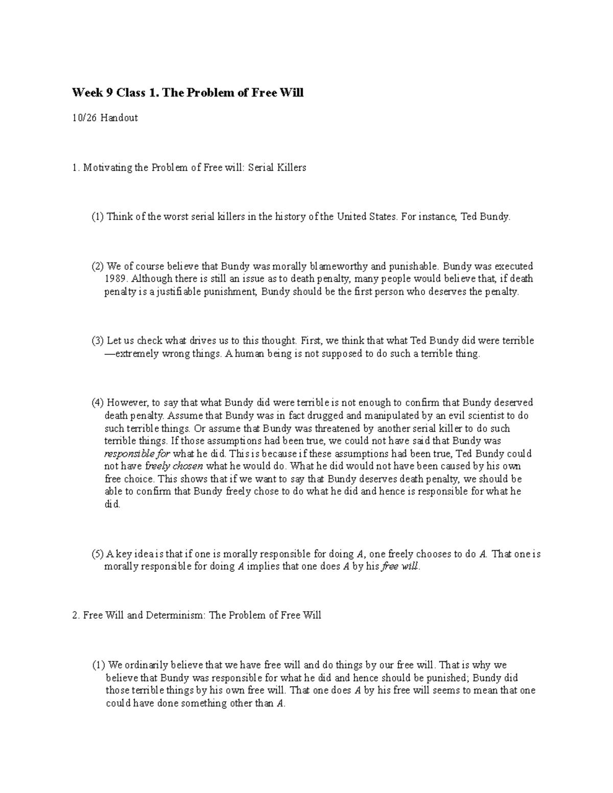 Study guide Final - all handouts and lecture notes - Week 9 Class 1 ...