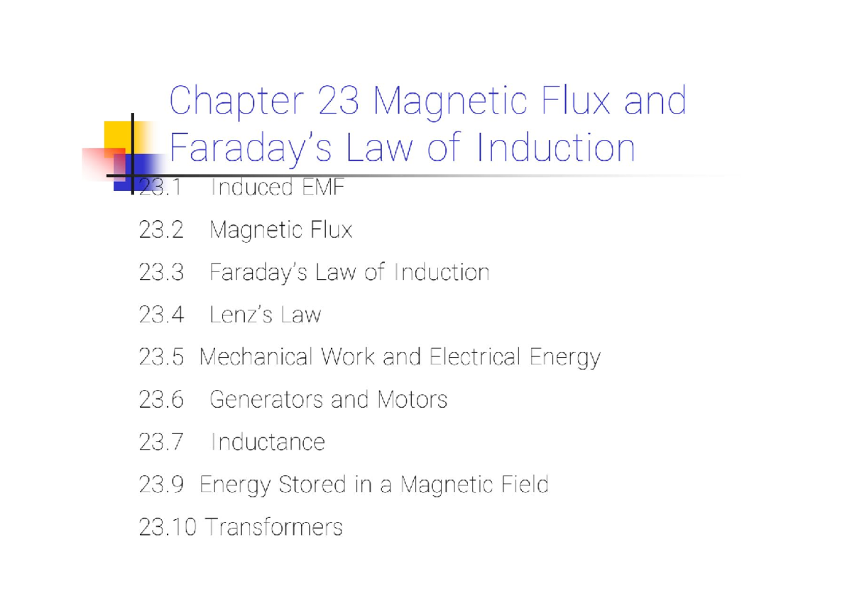 Magnetic flux and Faraday's law notes pdf - Bachelor in science - Studocu