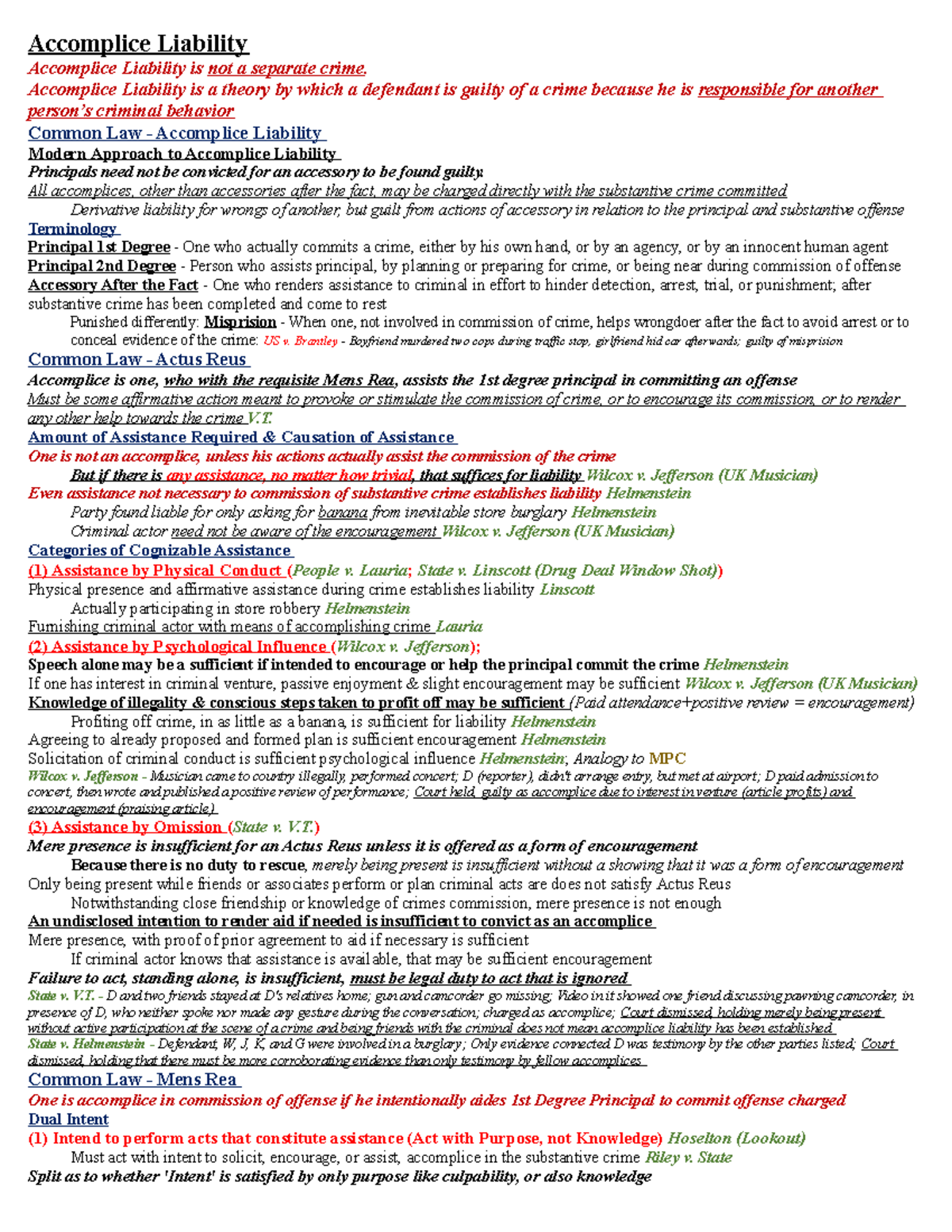 Criminal Law - Accomplice Liability - Accomplice Liability Accomplice ...
