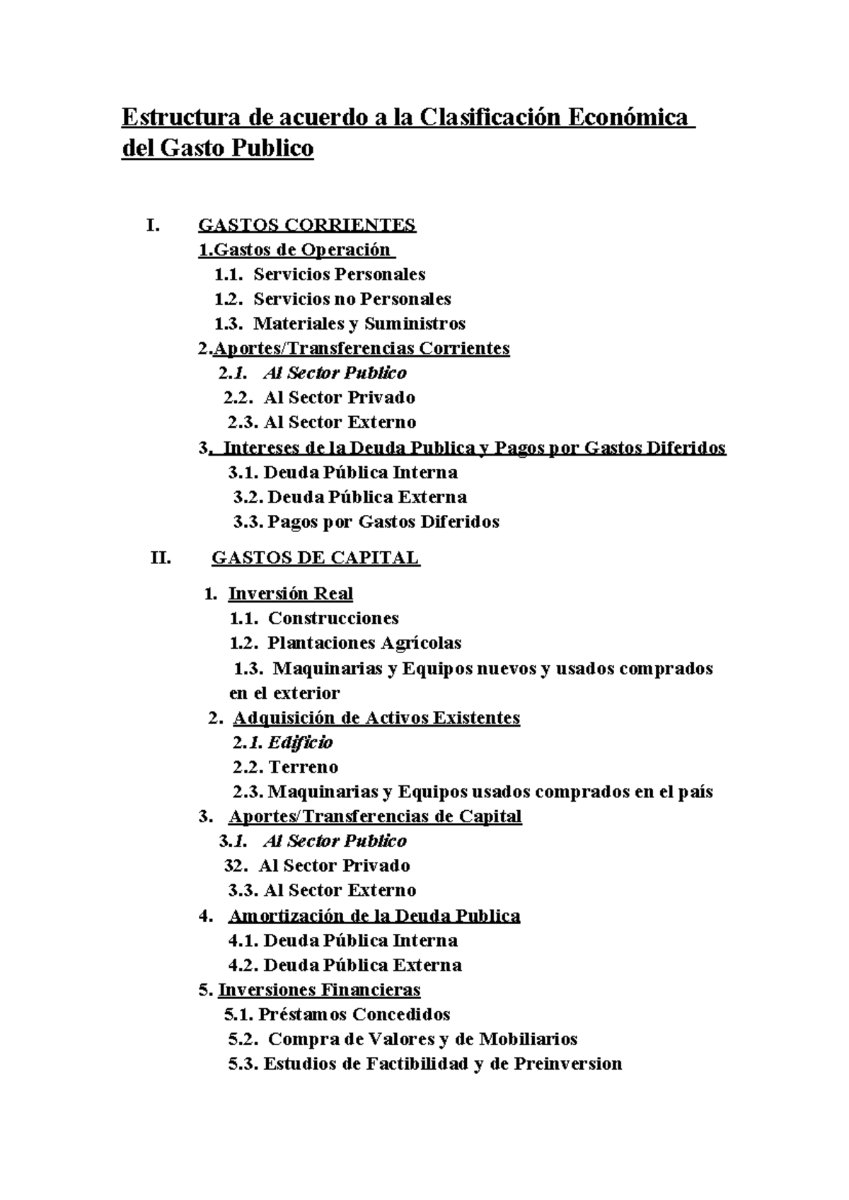 Estructura de acuerdo a la Clasificación Económica del Gasto Publico ...