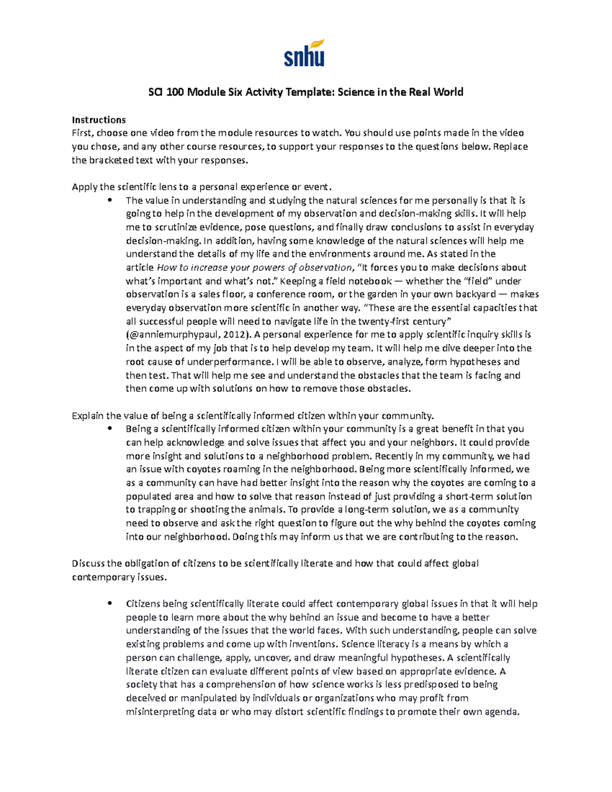 SCI+100+Module+Six+Activity+ - SCS 100 - SNHU - Studocu