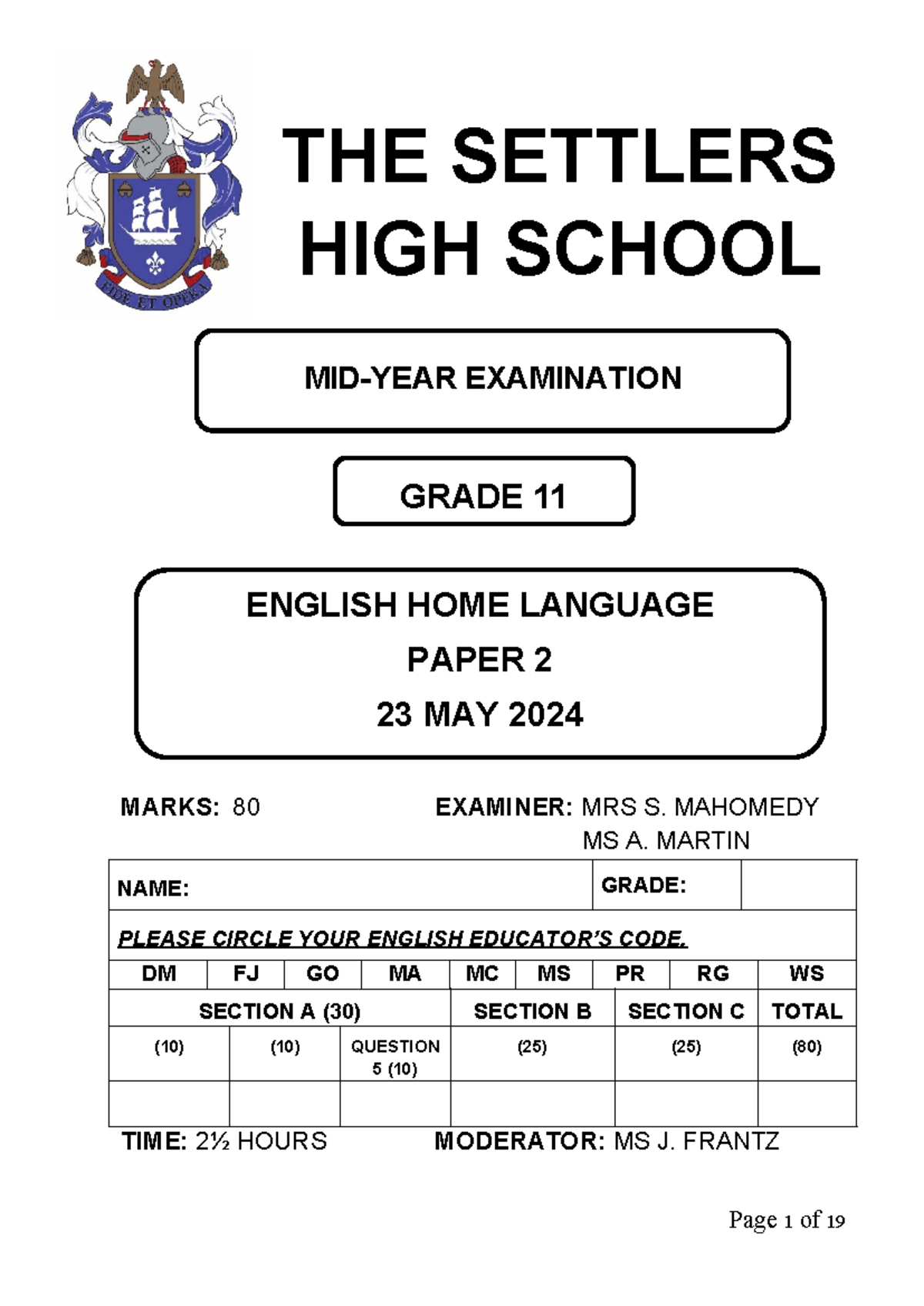 QP - GR 11 P2 T2 2024 - Gr 11 English p2 June 2024 - ENGLISH HOME LANGUAGE PAPER 2 23 MAY 2024 ...